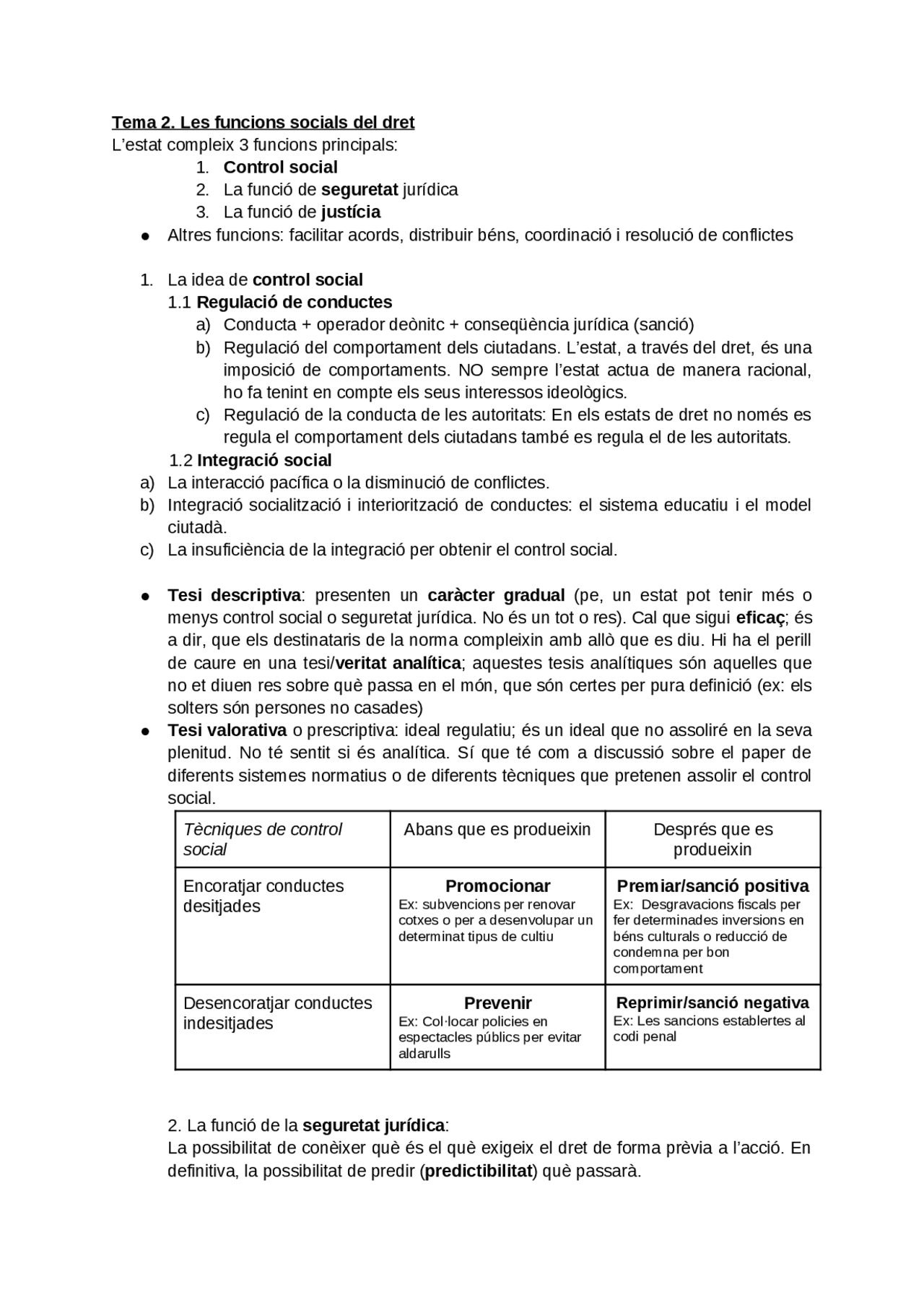 Tema 2 Teoria Del Dret Les Funcions Socials Del Dret Docsity