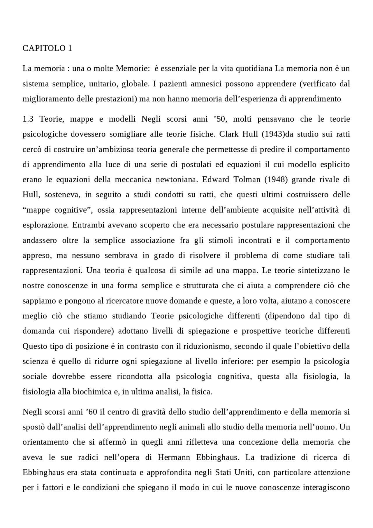 Sintesi Libro La Memoria Docsity
