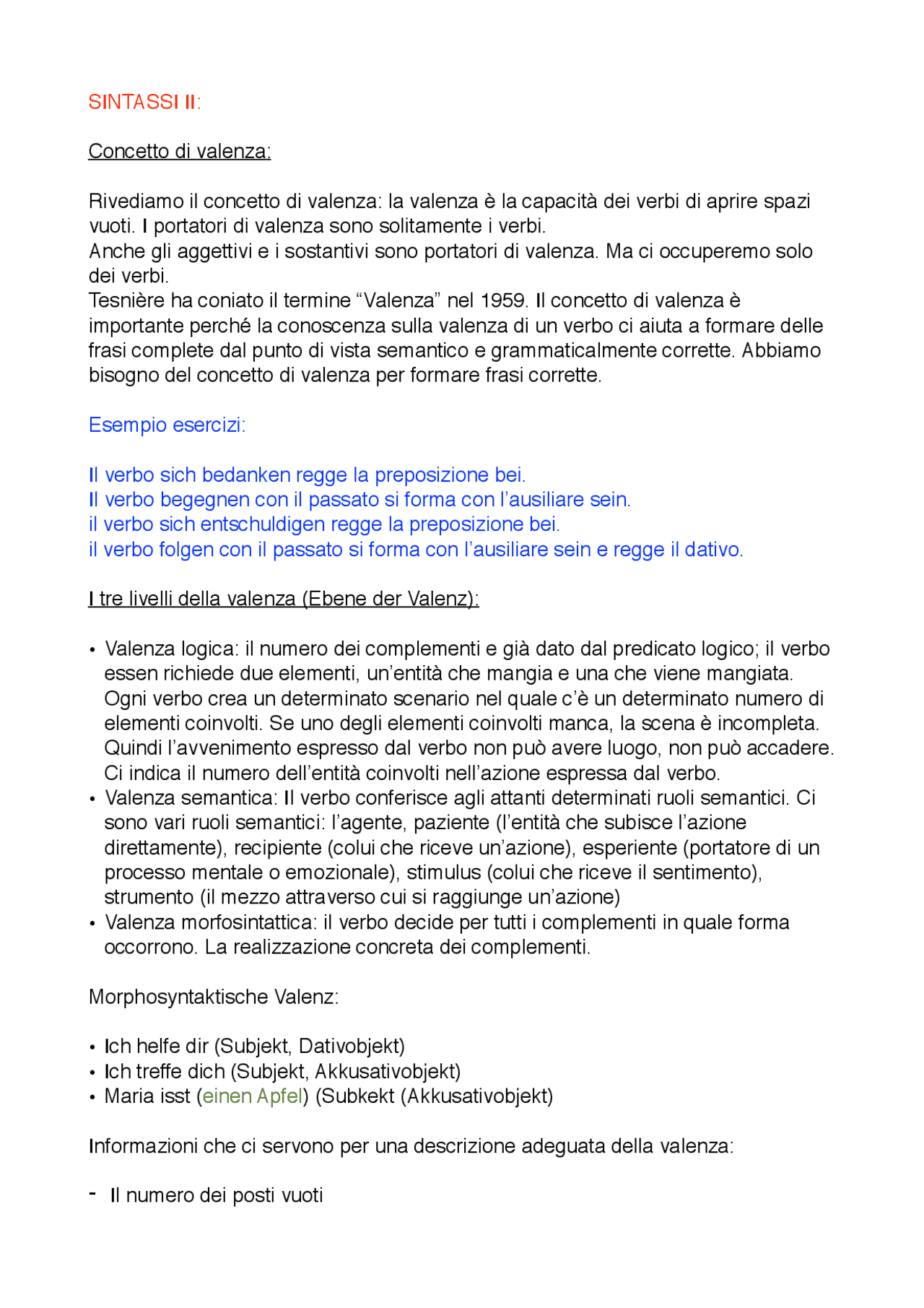 Lingua Tedesca Ii Sintassi Docsity