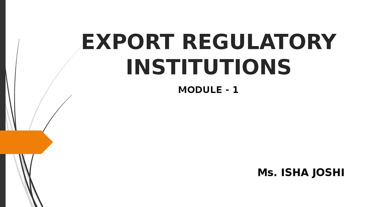 Export Institutions in India - Basic Framework - Docsity