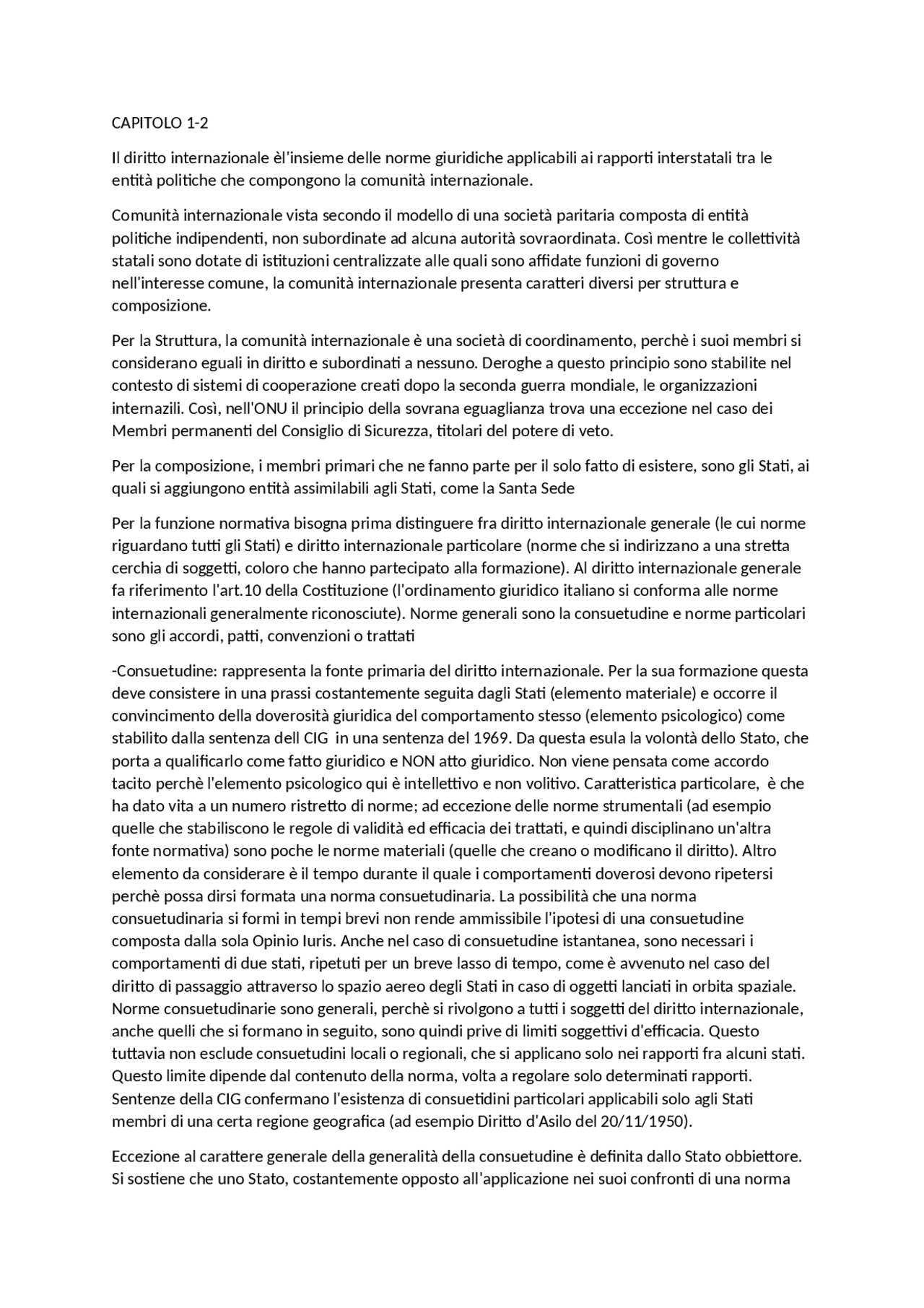 Prima Parte Riassunto Diritto Internazionale Docsity