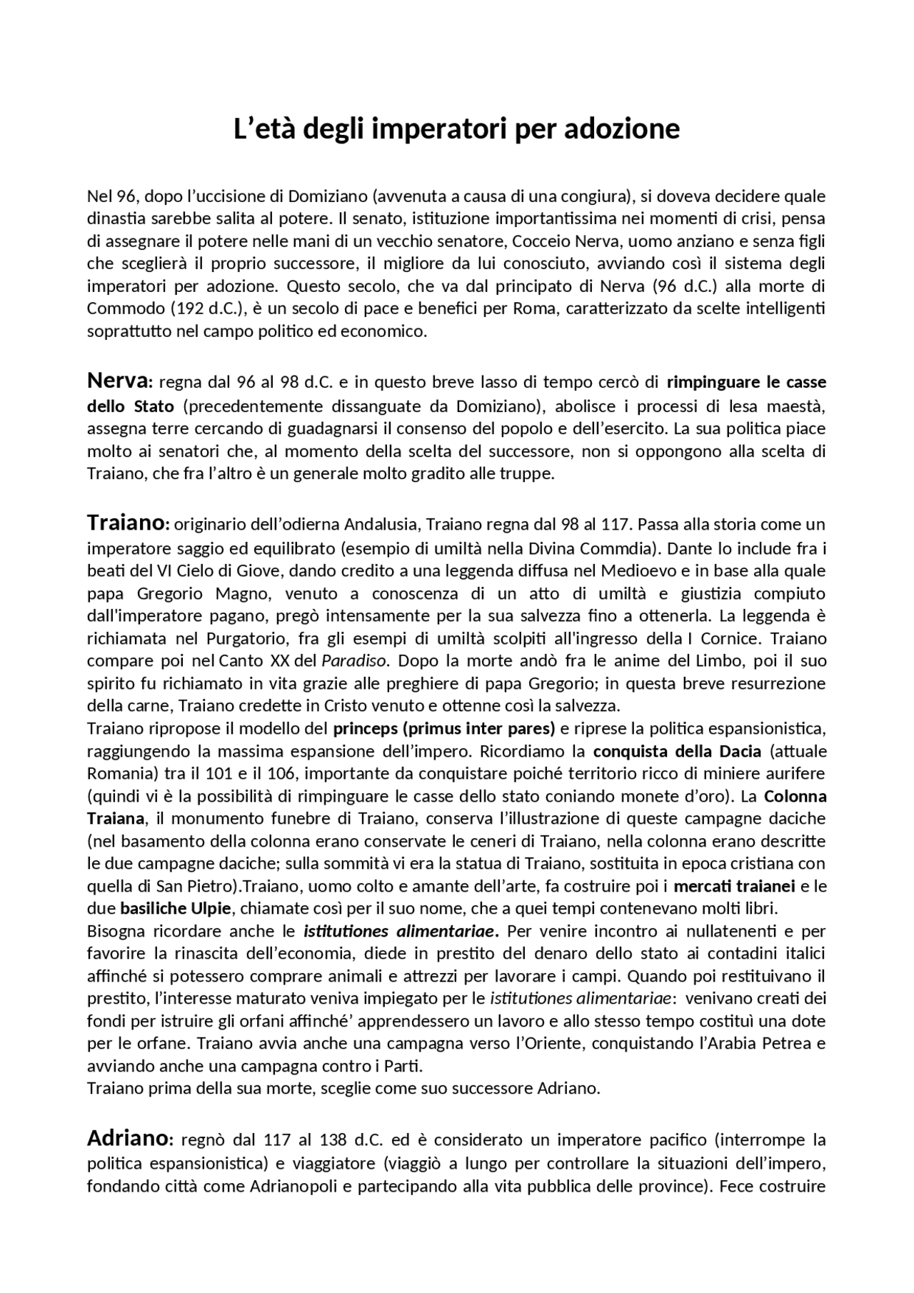 Imperatori Per Adozione Docsity