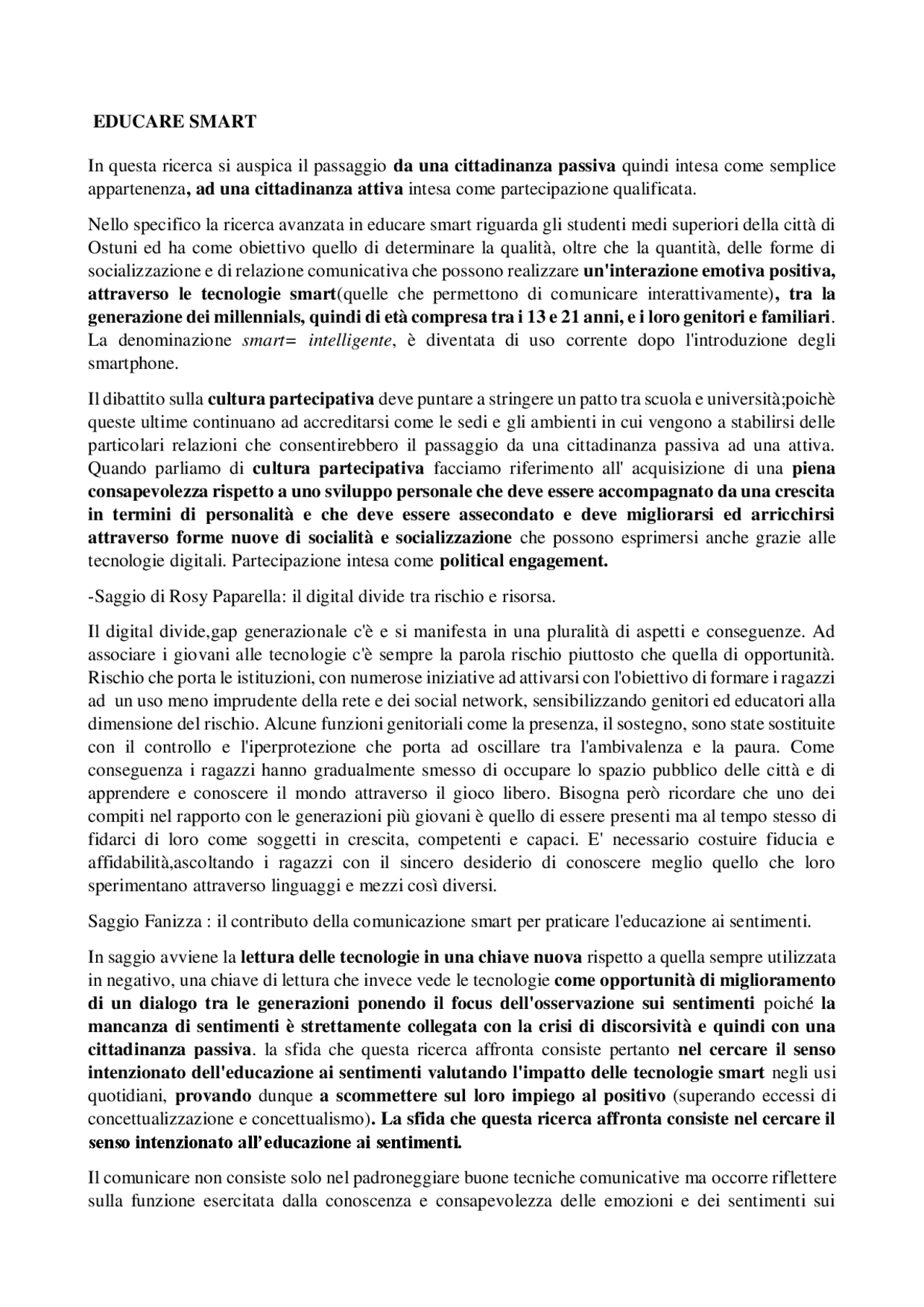 Riassunti Di Educare Smart Docsity