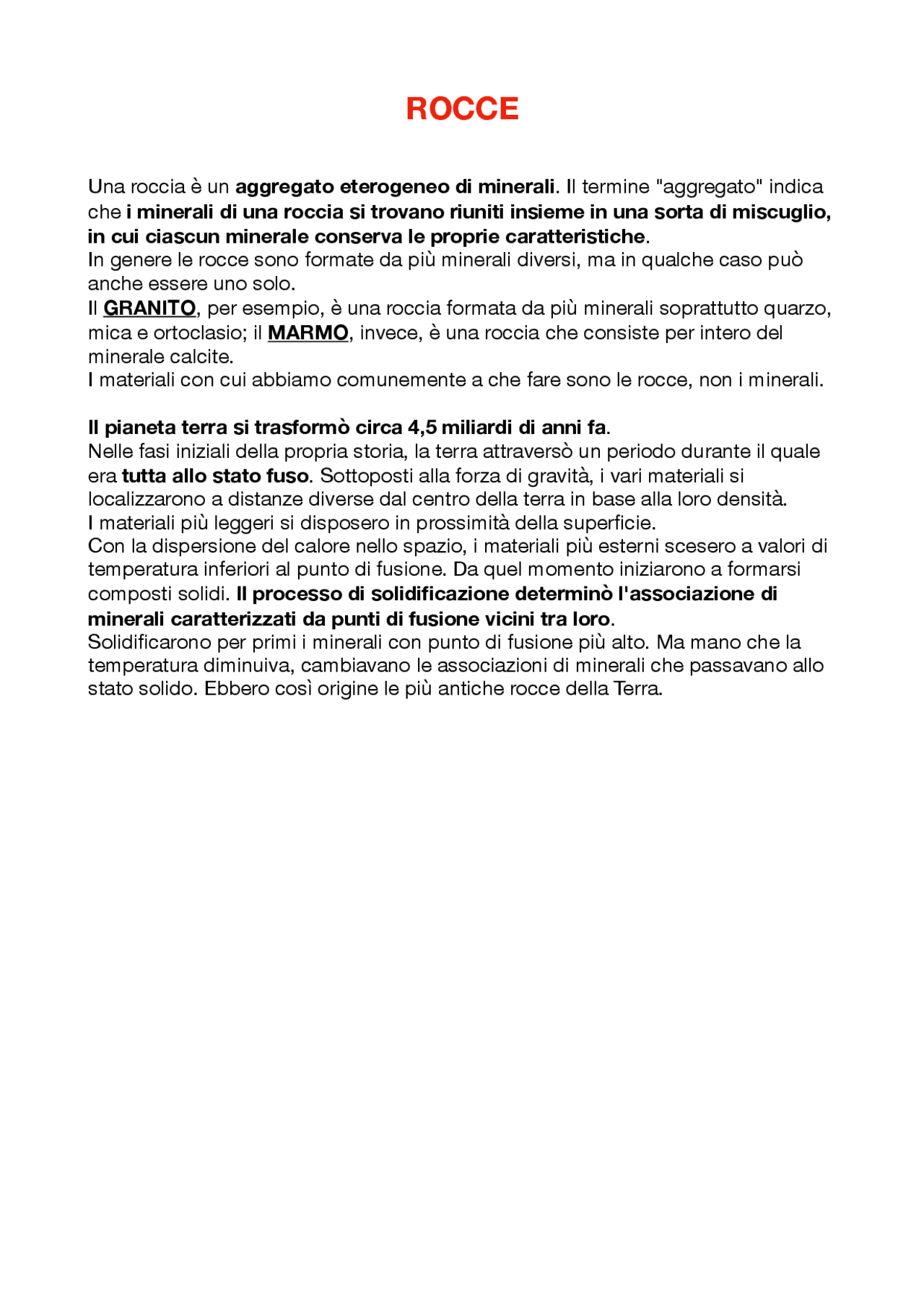 Le Rocce E Le Loro Caratteristiche Docsity