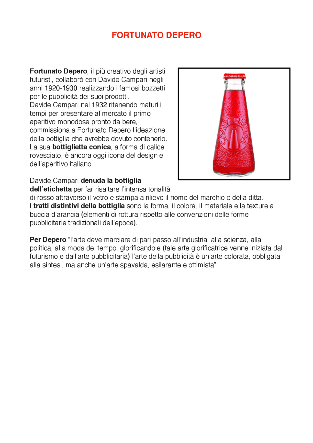 Fortunato Depero E Il Campari Docsity