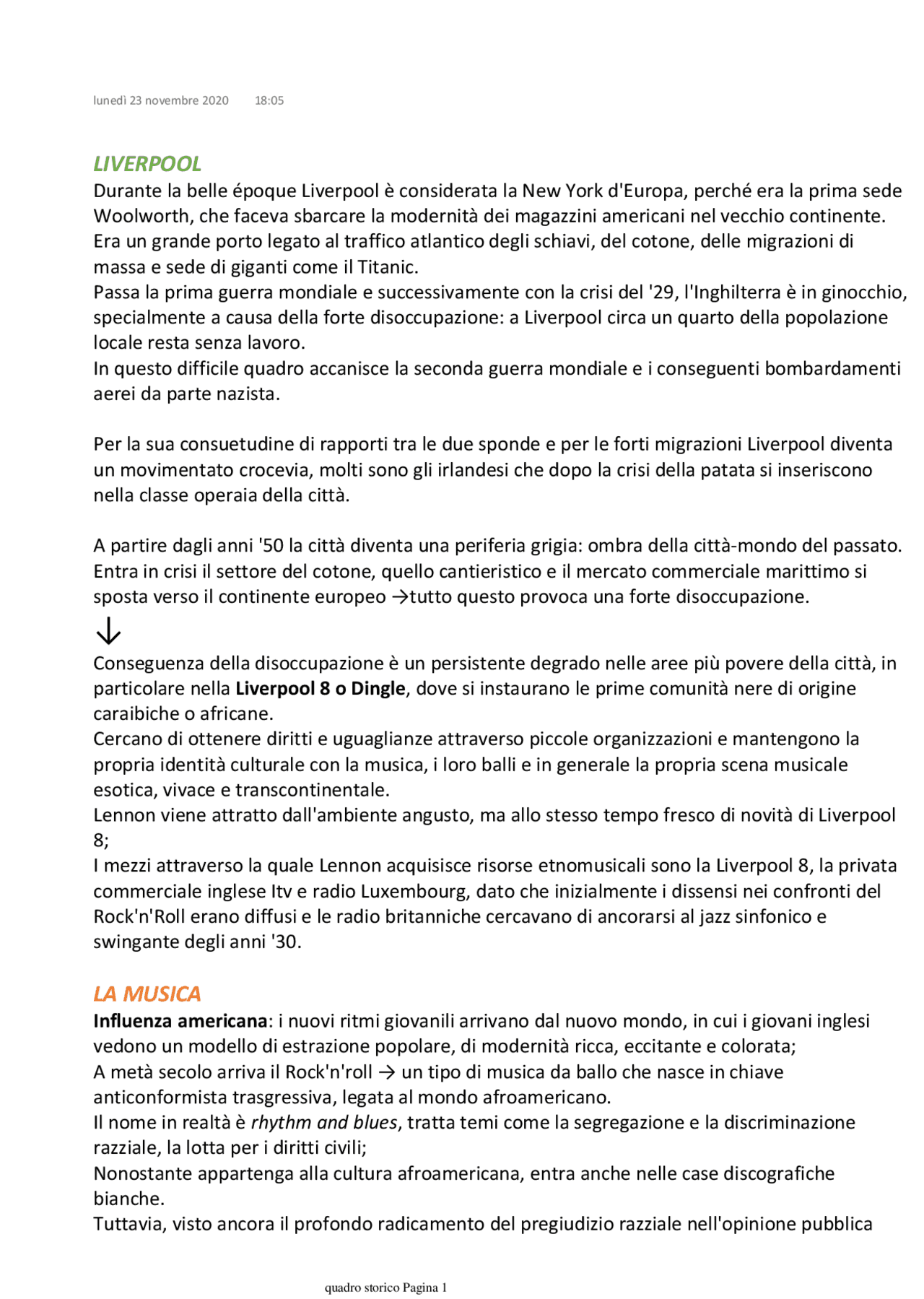 Riassunto La Musica Nel Tempo Docsity