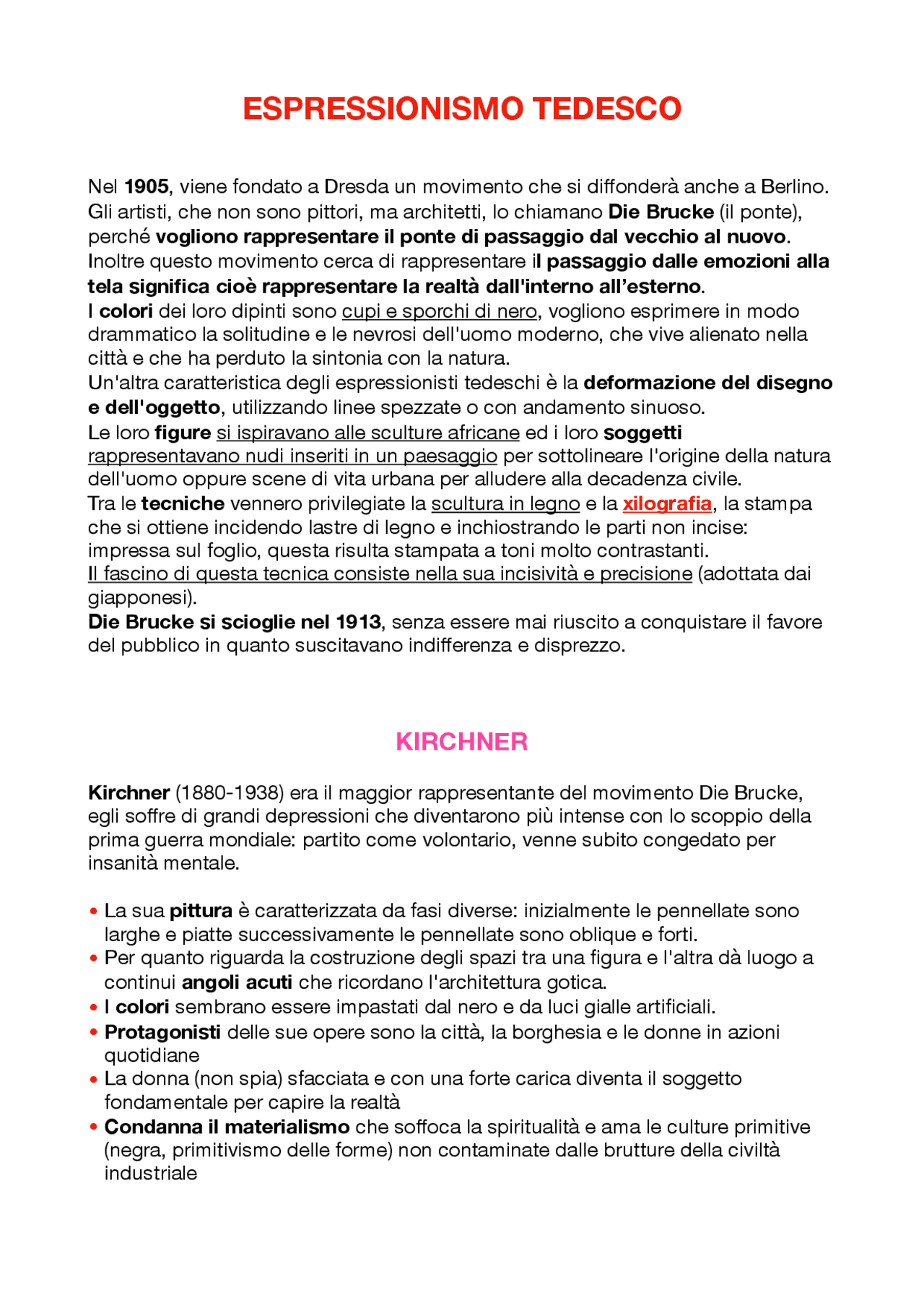 Espressionismo tedesco e le sue caratteristiche - Docsity