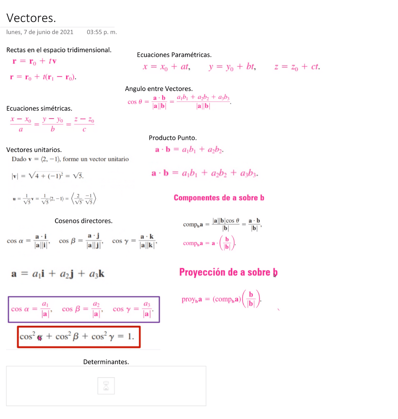 Formulas de los vectores - Docsity