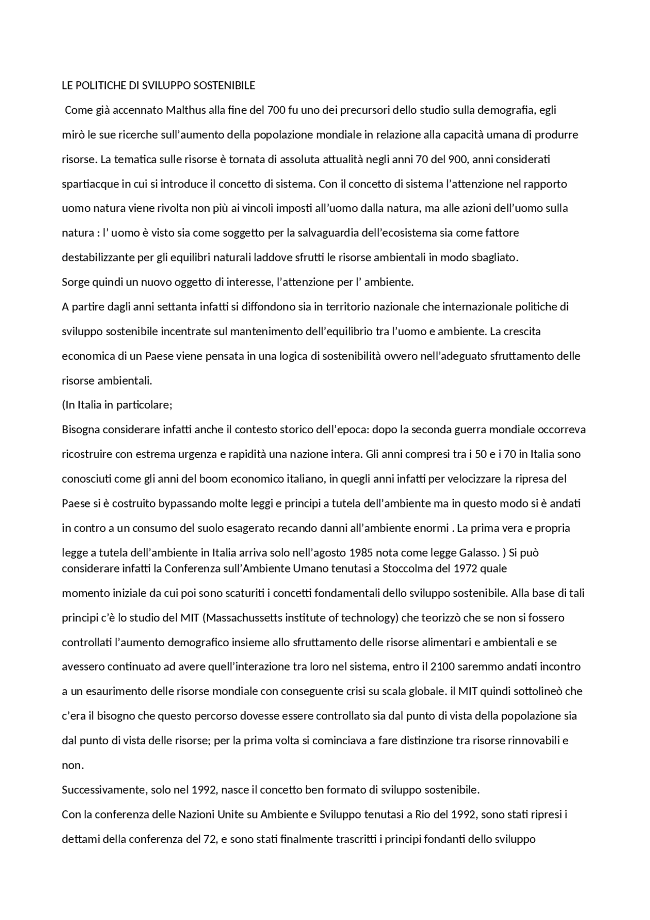 Riassunto Seconda Parte Esonero Docsity