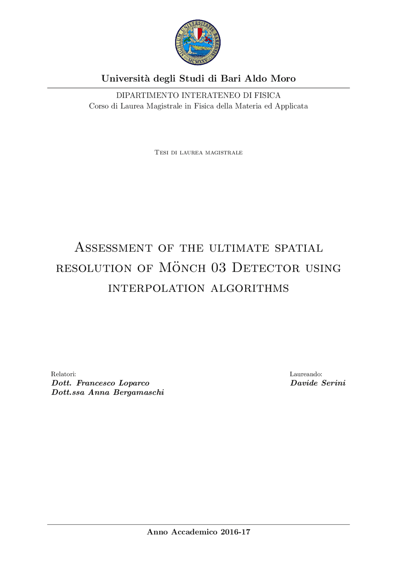 Assessment of the ultimate spatial resolution - Docsity