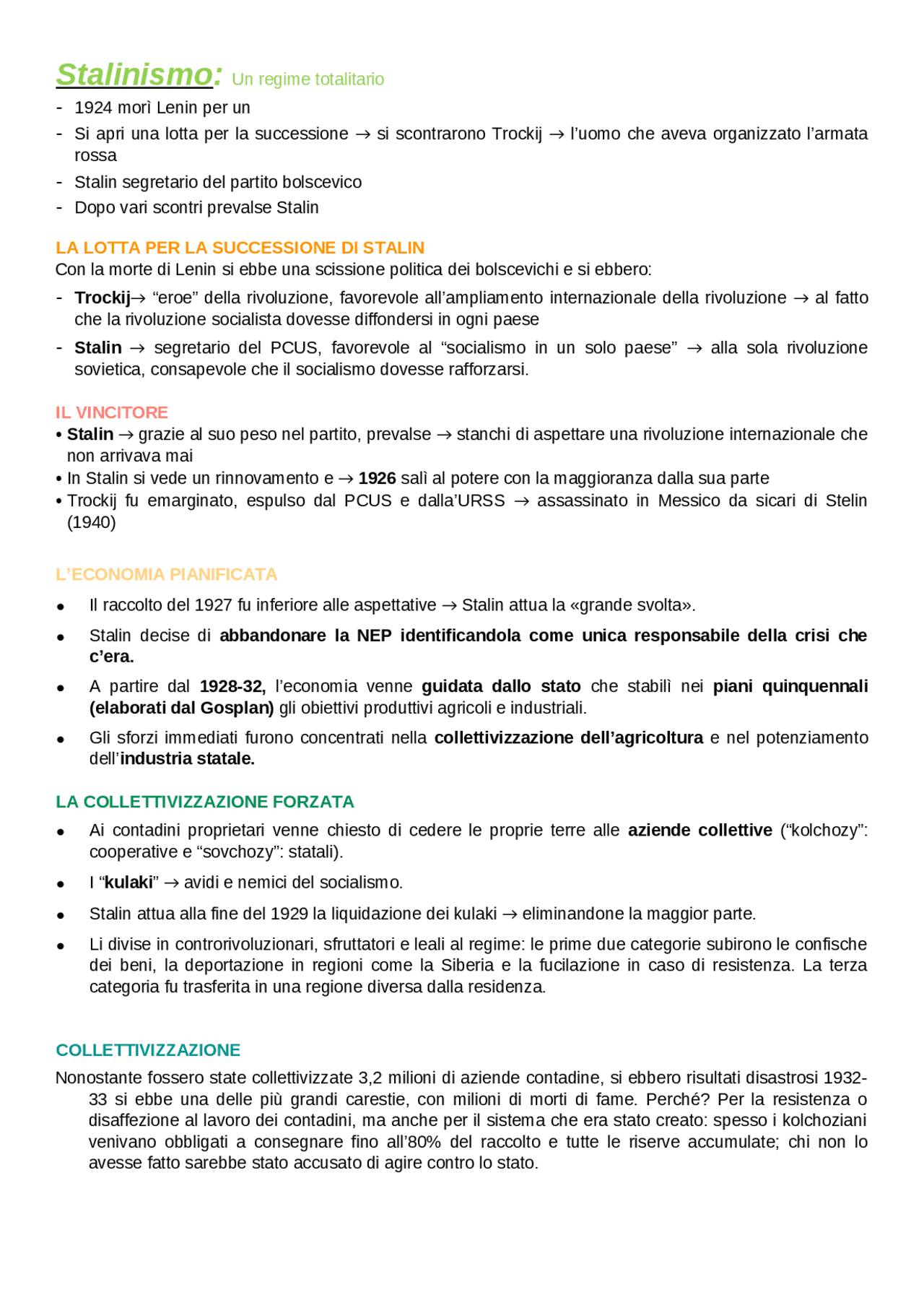 Lo Stanilismo Spiegazione Docsity