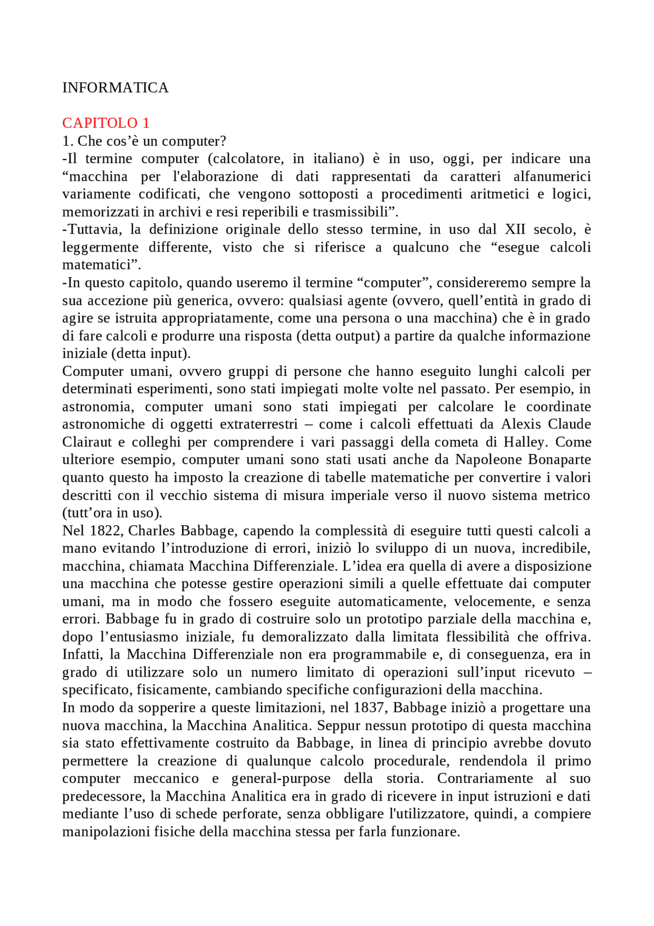 INFORMATICA BASE 1^ anno di lettere moderne - Docsity