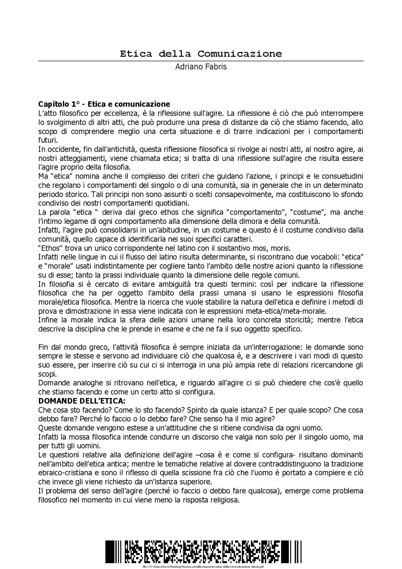 Etica Della Comunicazione Adriano Fabris Docsity