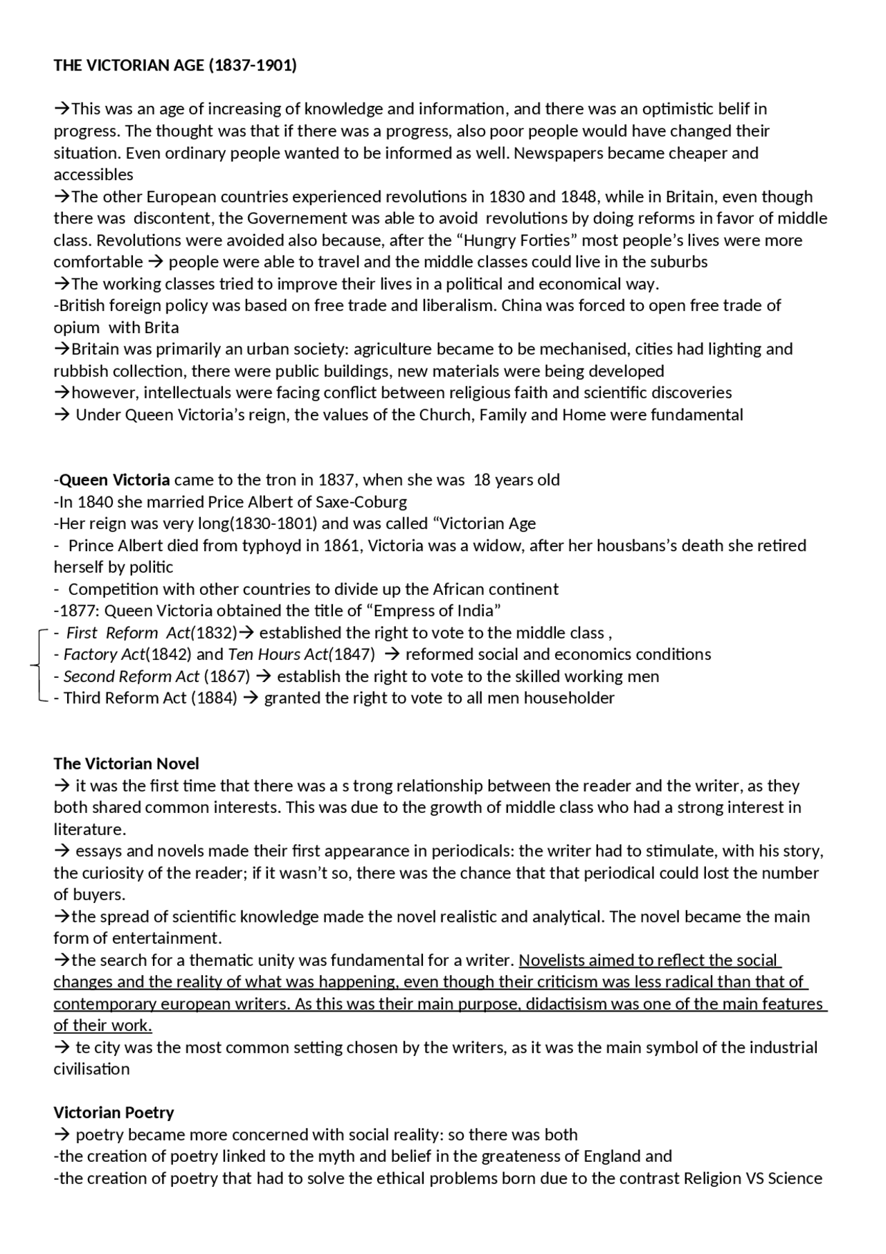 The Victorian Age 1837-1901 - Docsity