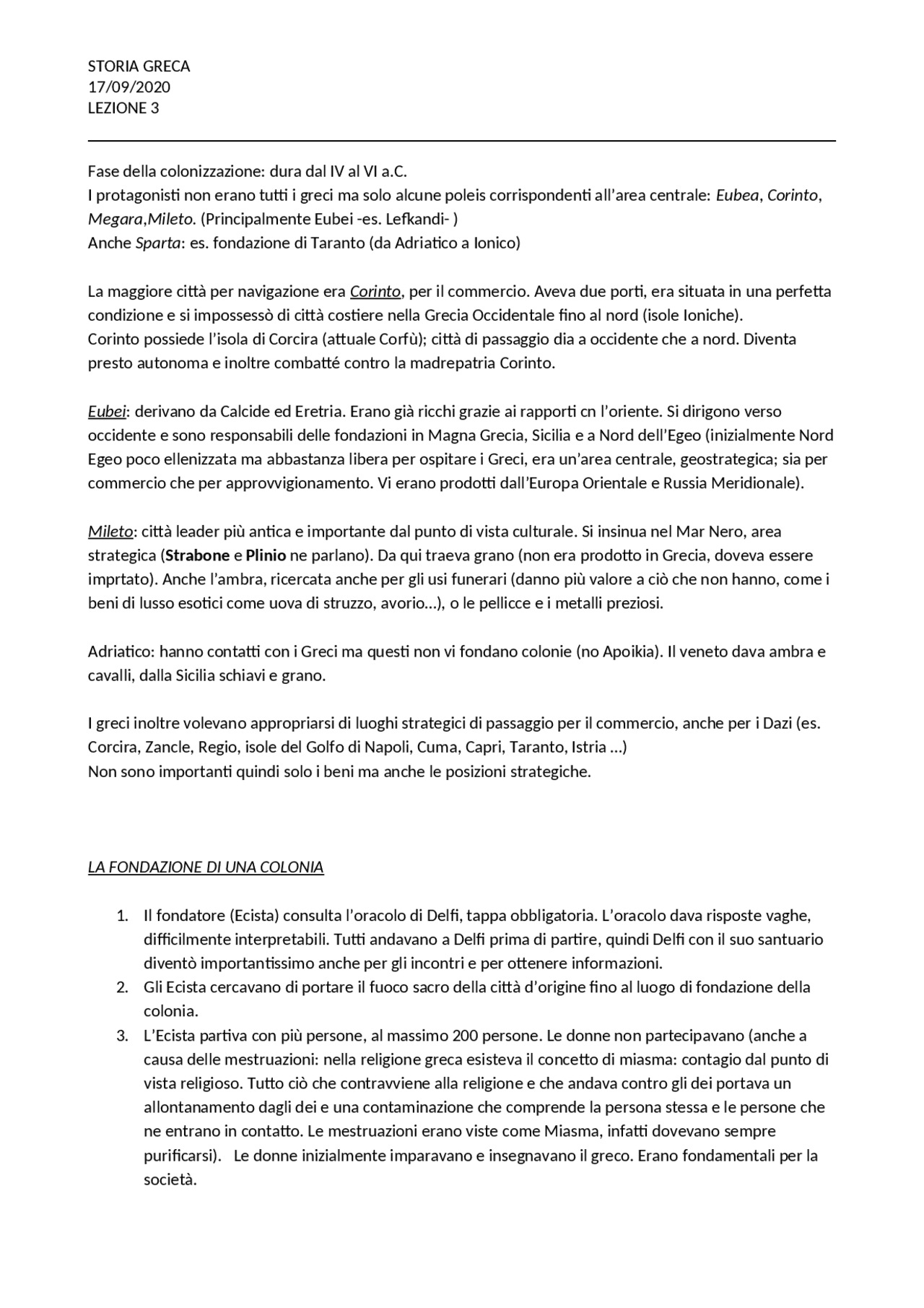 Lezione 3 Storia Greca Docsity