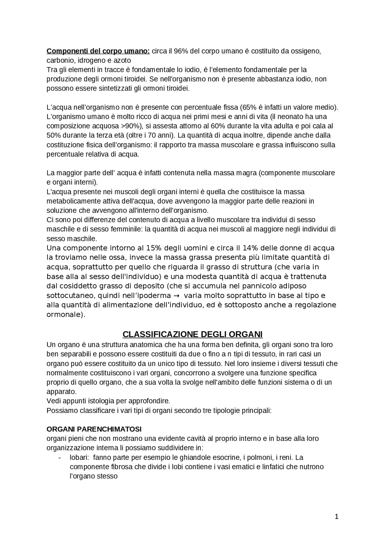Modulo Di Anatomia Umana Docsity