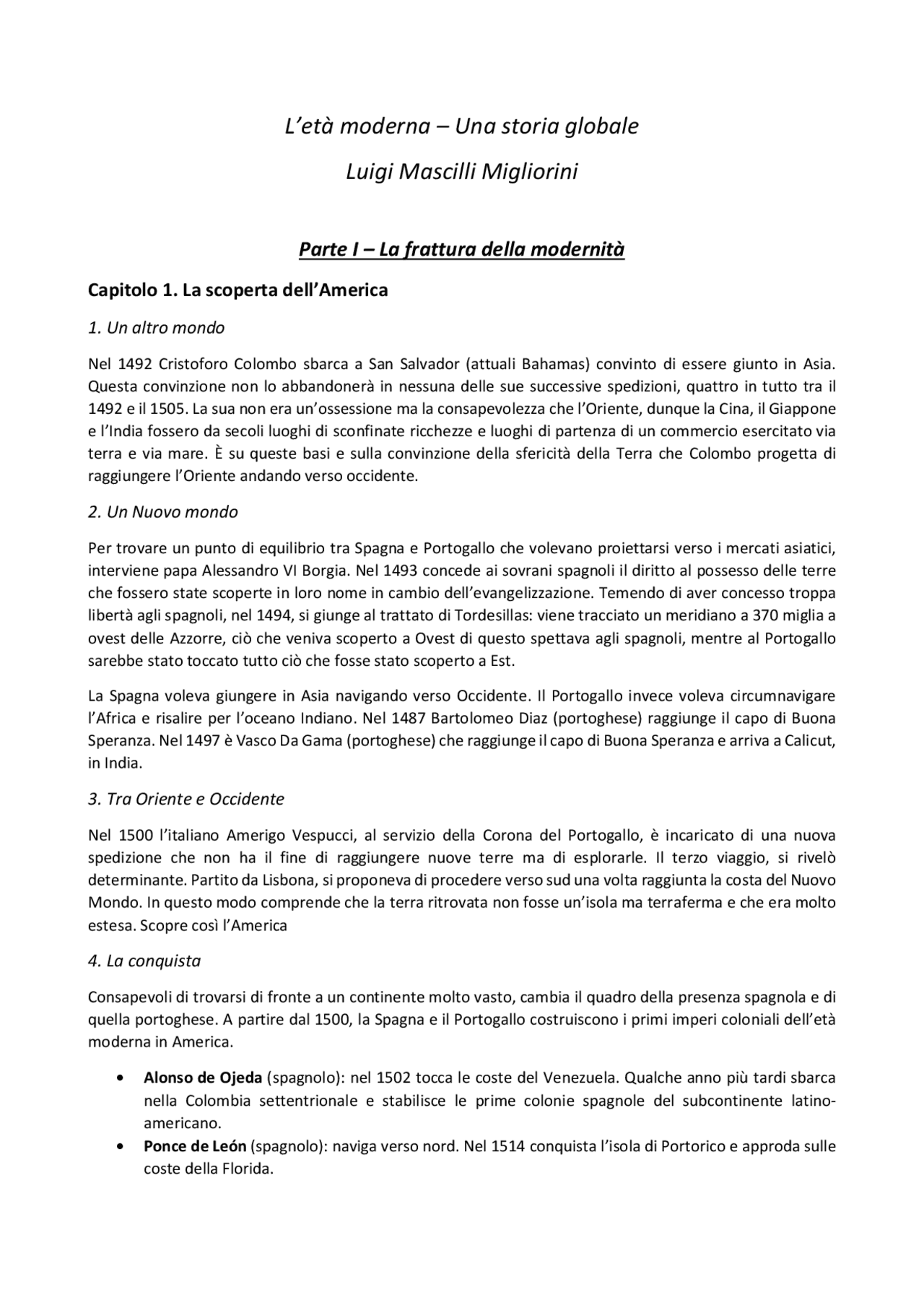 Riassunto Letà Moderna Una Storia Globale Docsity