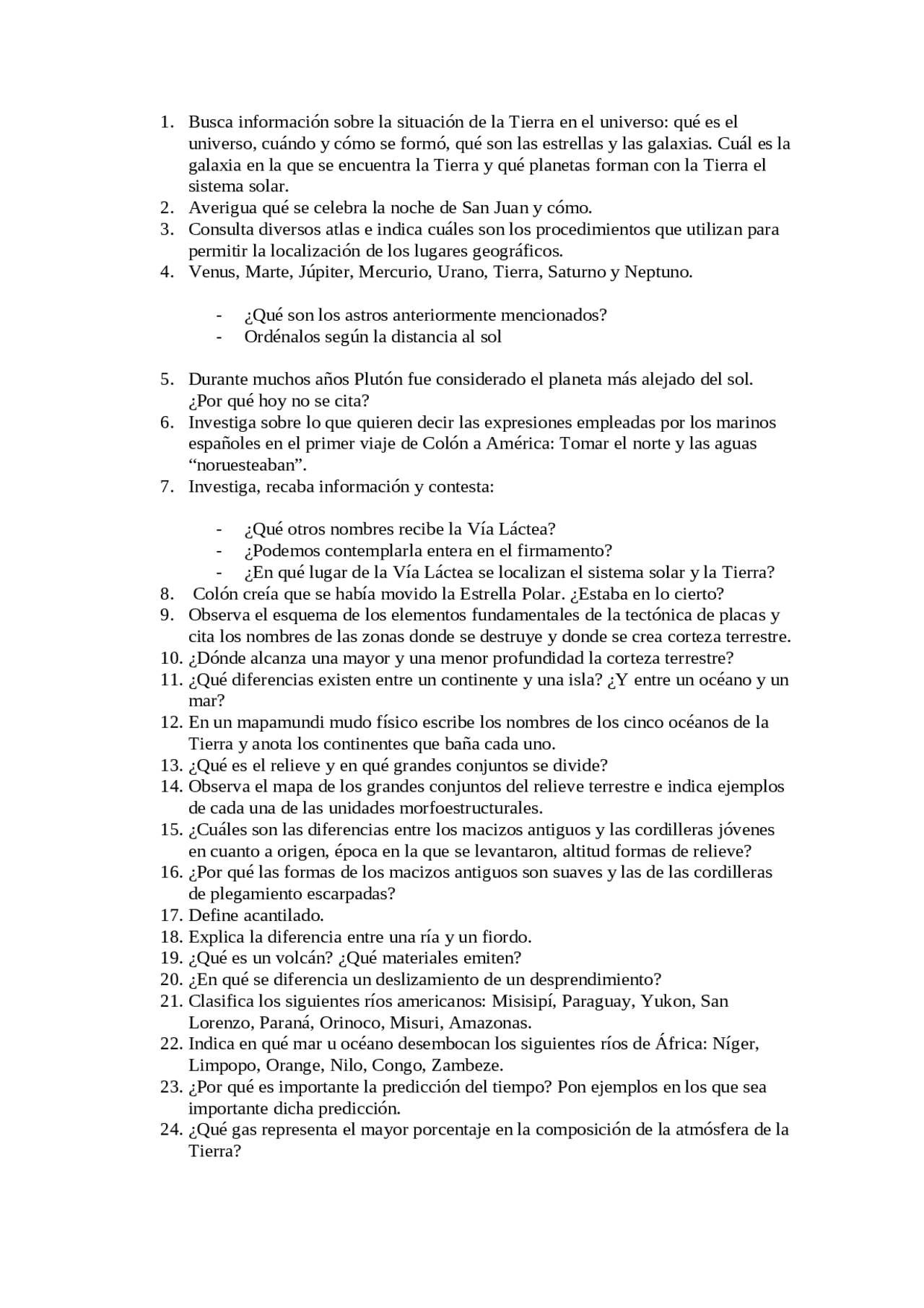 Hoja De Trabajo Sobre La Tierra En El Espacio Con Respuestas