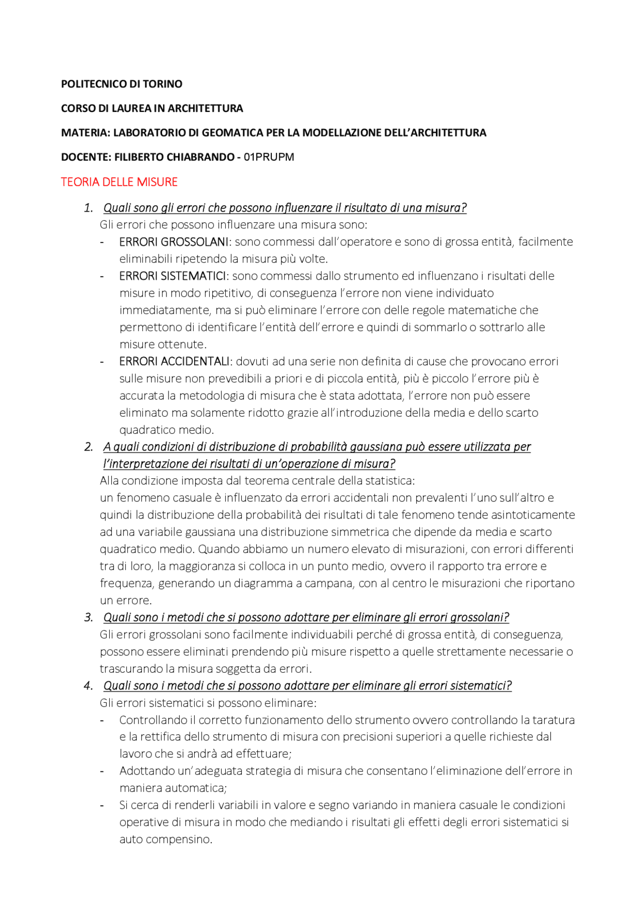 Domande E Risposta Test Di Geomatica Docsity
