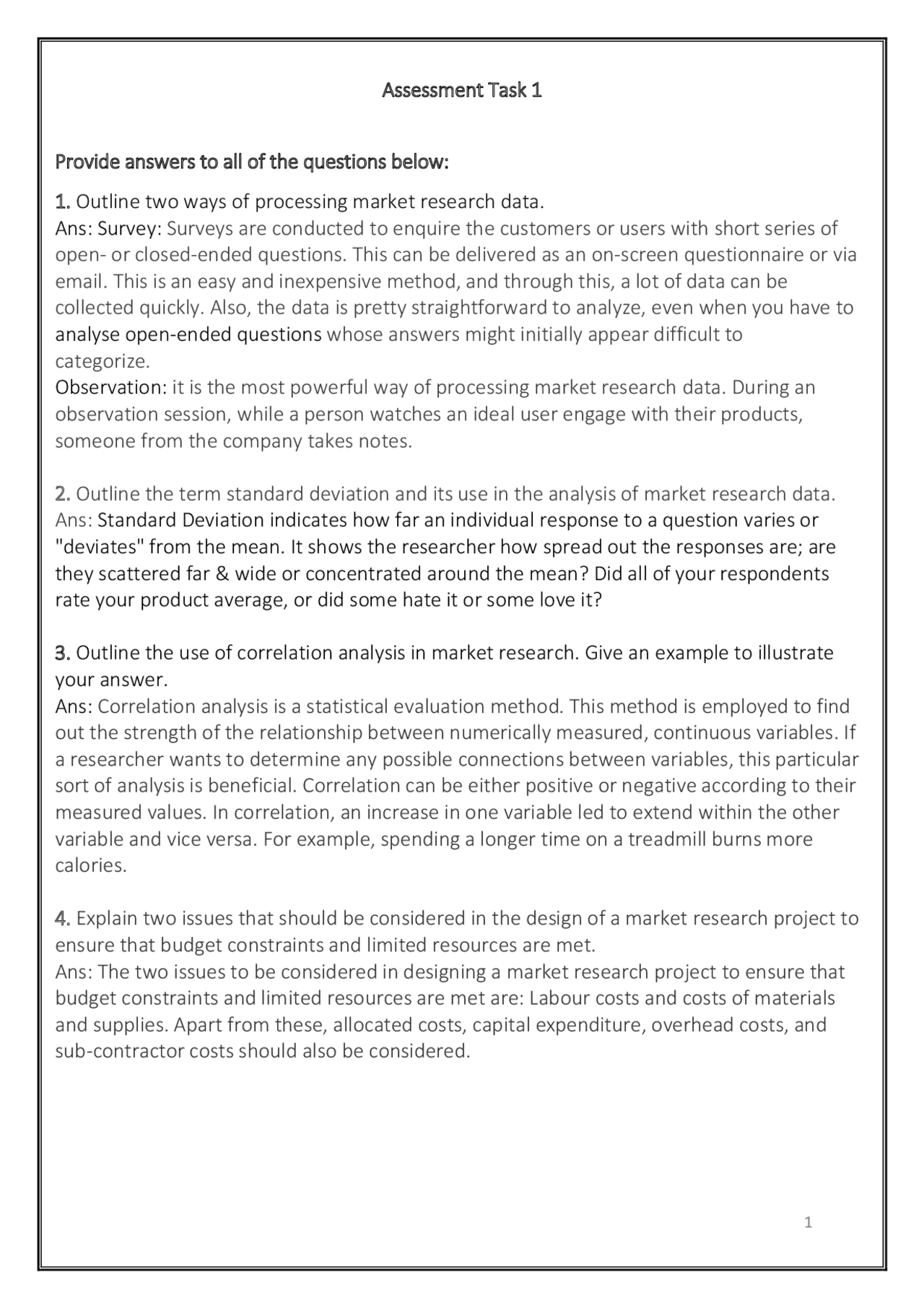 BSBMKG607 - Manage market research - Assessment Task 1 - Docsity