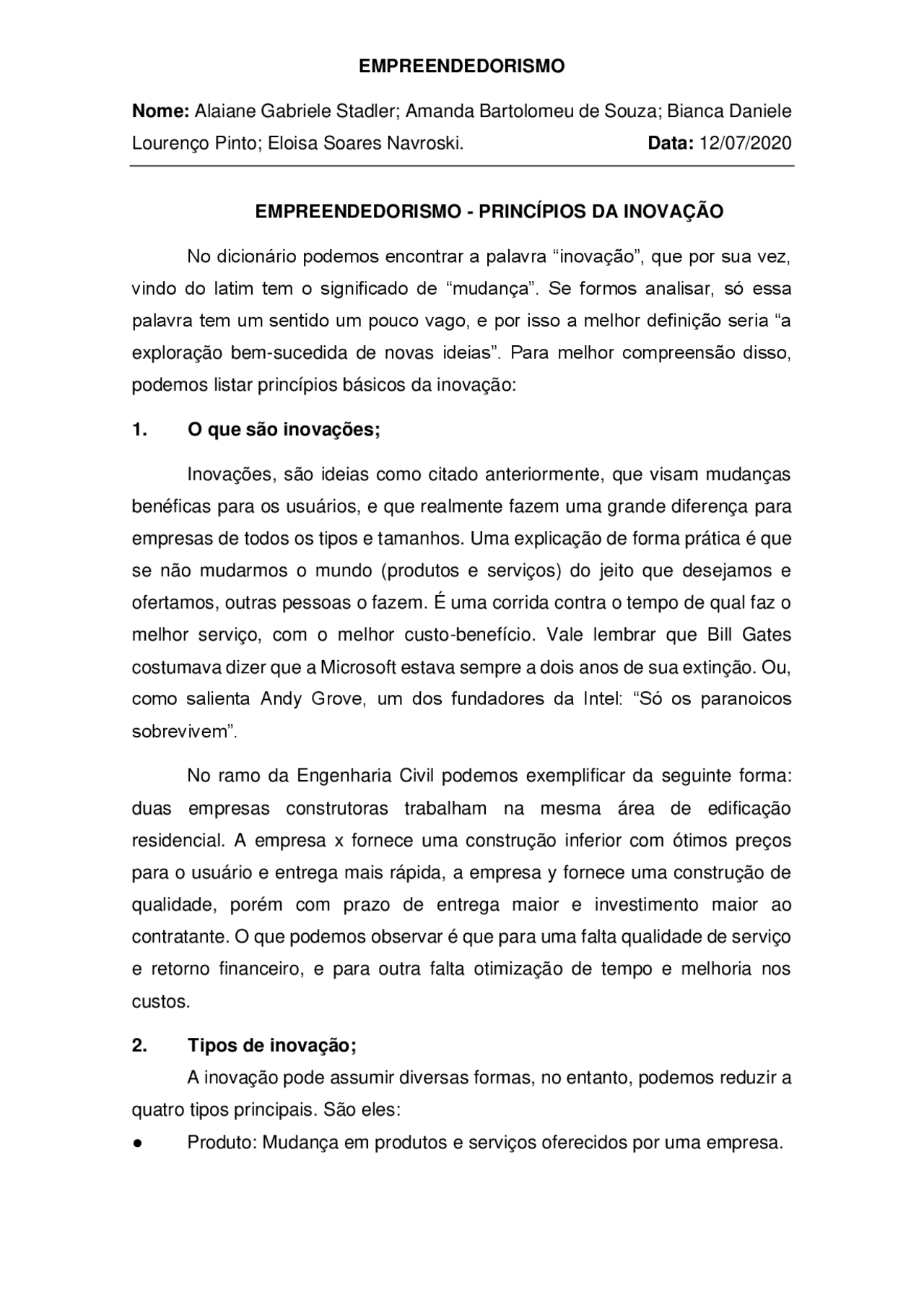 Princípios Da Inovação Docsity