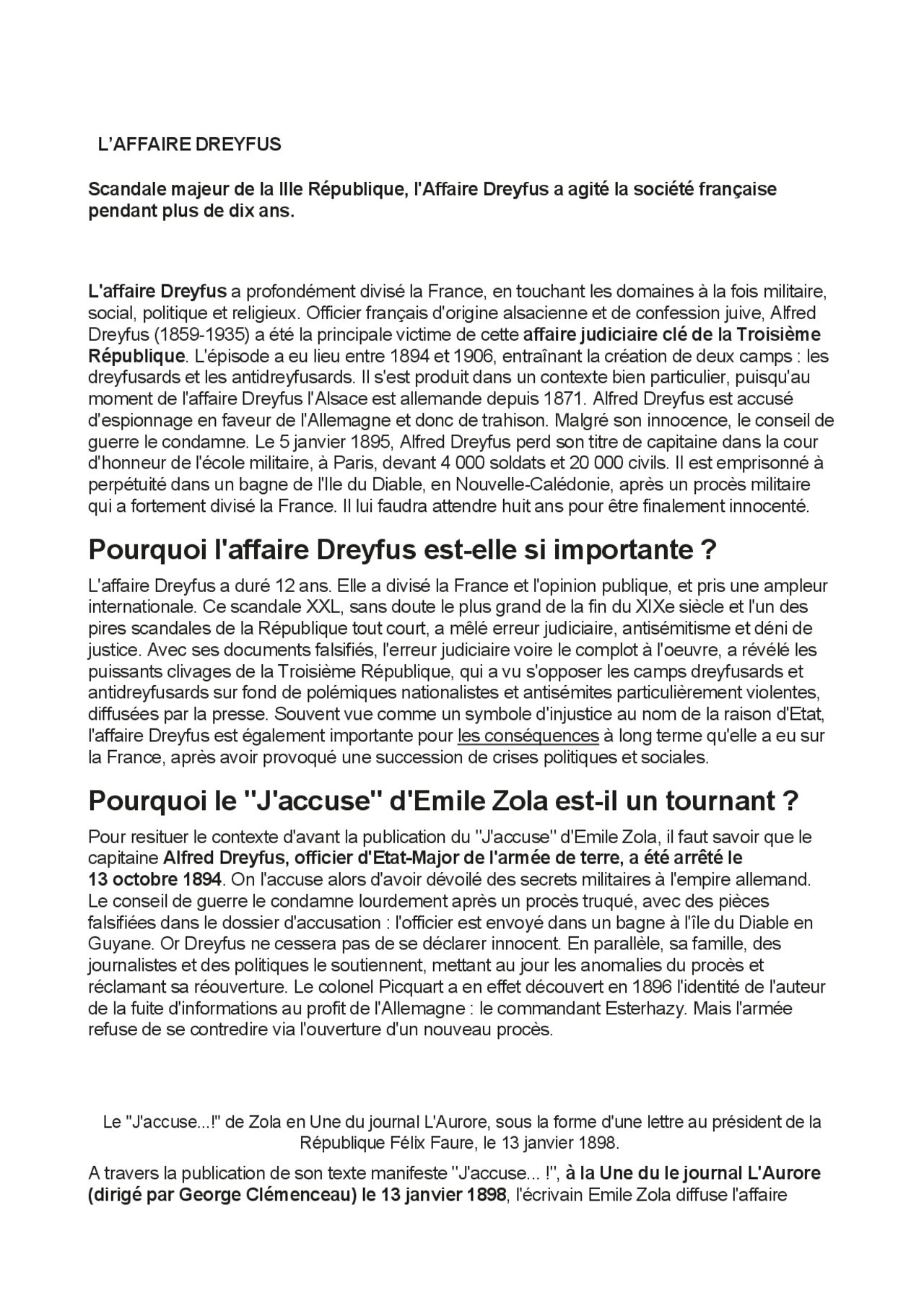 Francese Laffaire Dreyfus Docsity