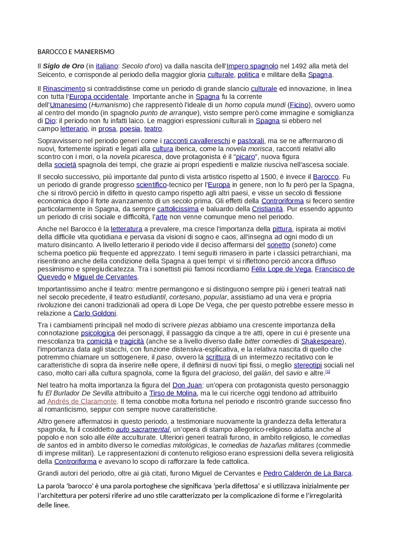 Barocco E Manierismo Breve Ricerca Docsity