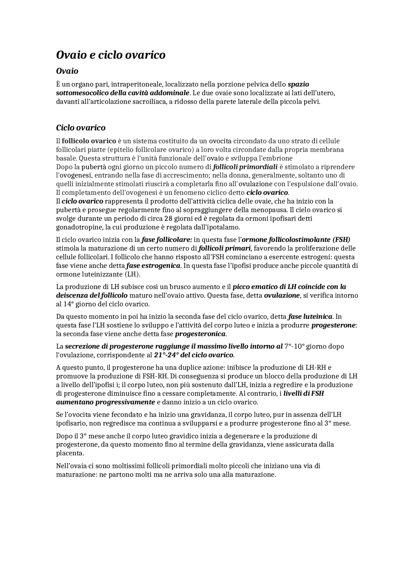 Sistema Nervoso E Ciclo Ovarico Docsity