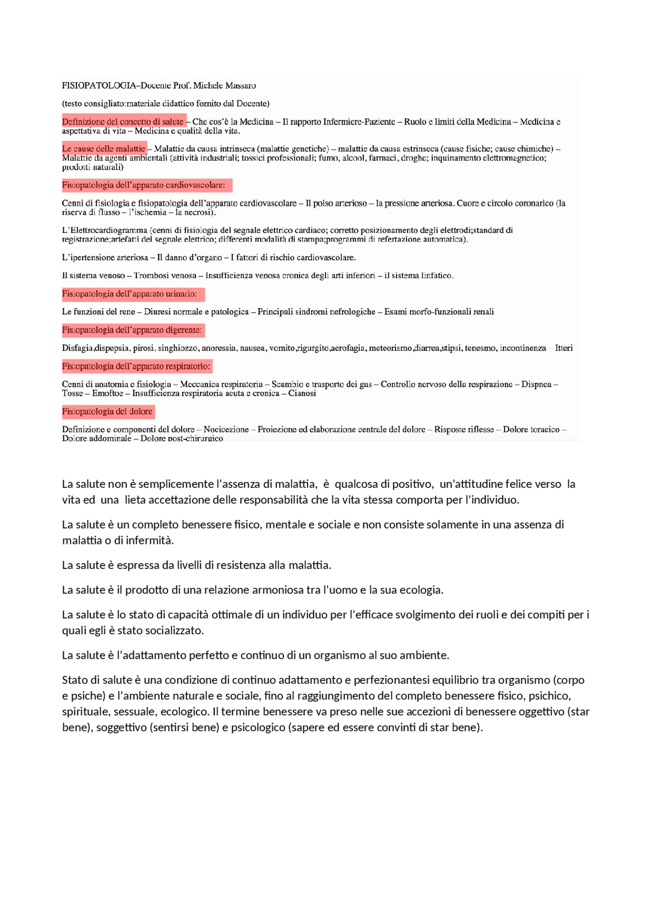 Riassunti Slides Fisiopatologia Docsity