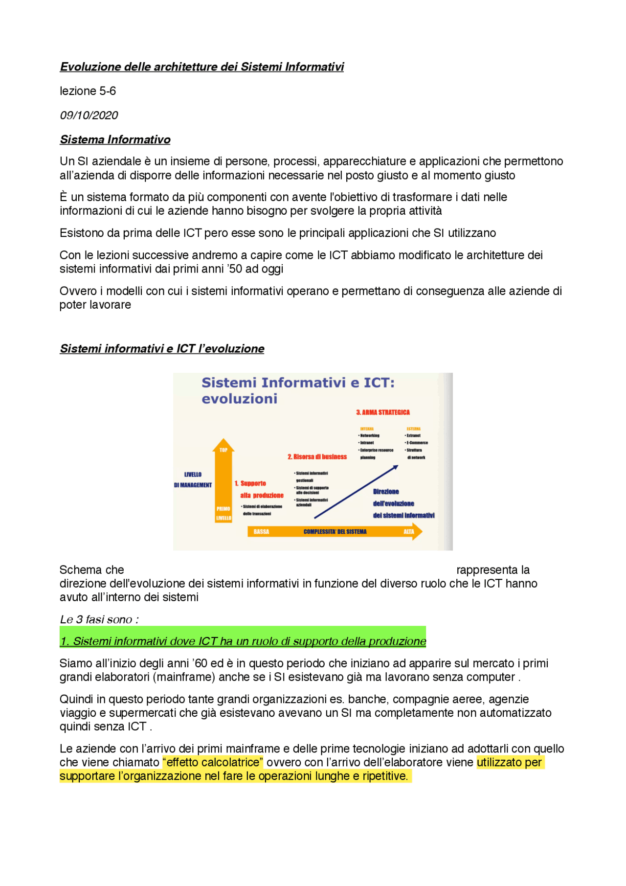 Appunti Corso Sistemi Informativi Anno 20202021 Docsity