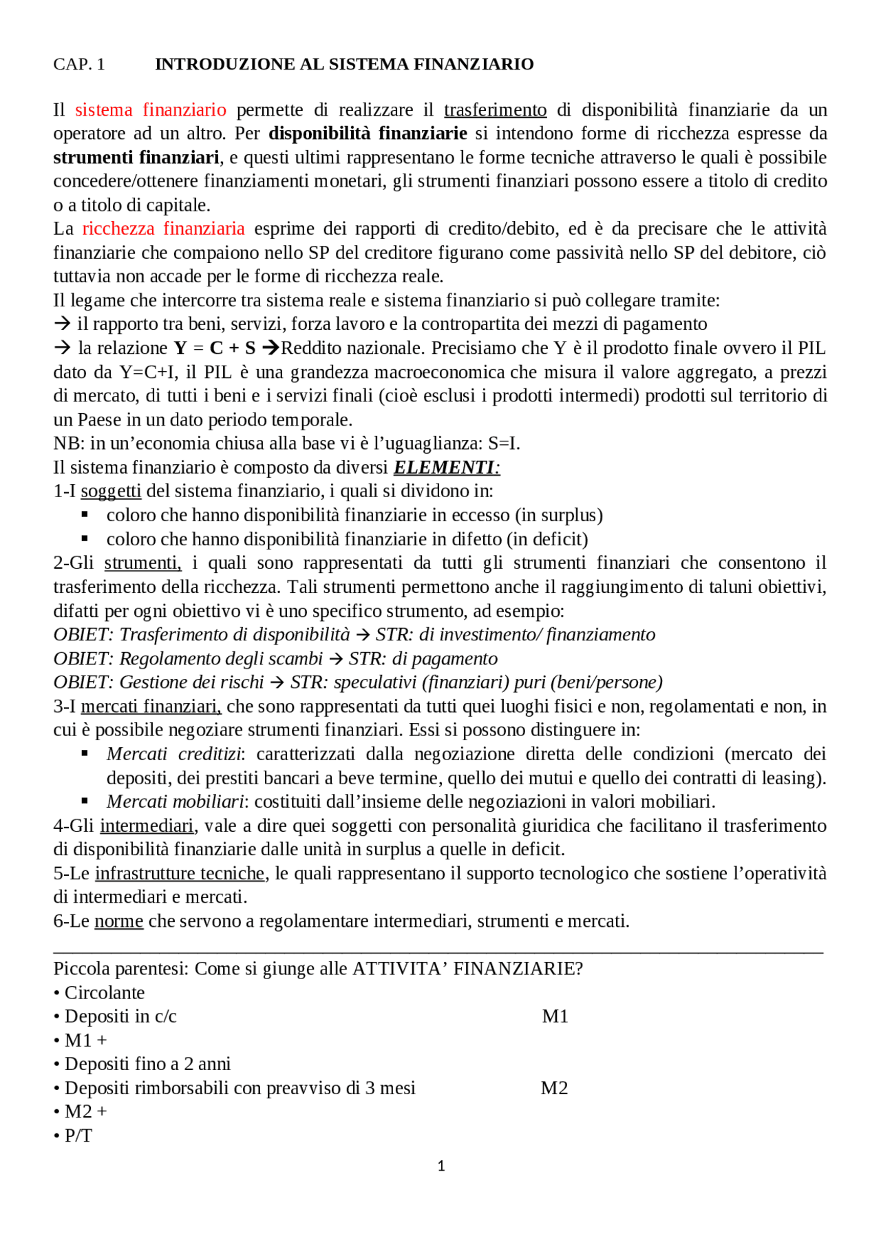 Prima Parte Appunti Di Economia Degli Intermediari Finanziari Docsity