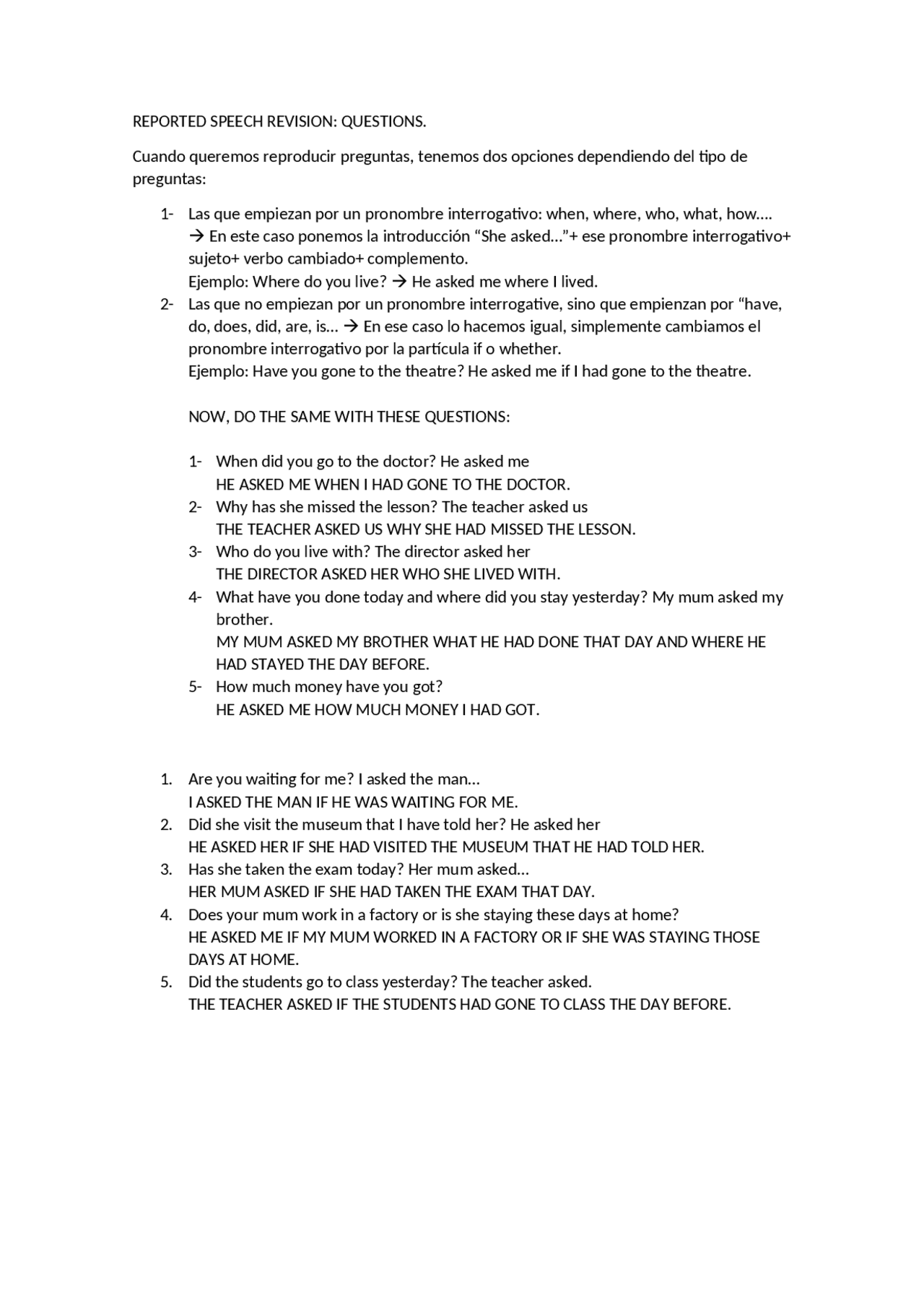 Reported Speech Theory And Practice Docsity