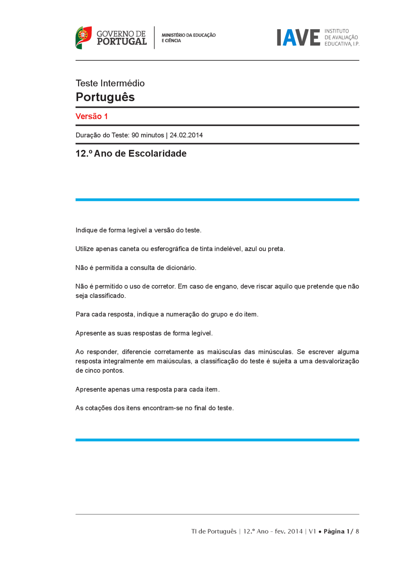 Prova modelo para preparação - Docsity