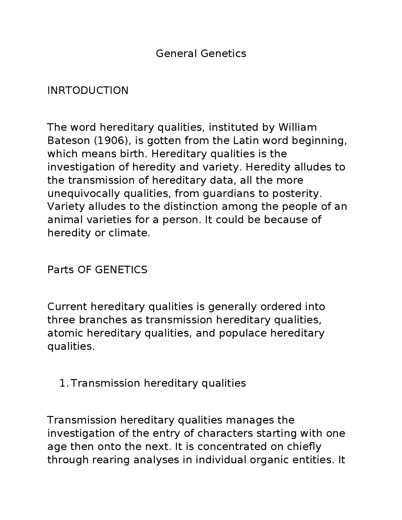 General Genetics Introduction Of Theory Lecture Notes Gpb 214