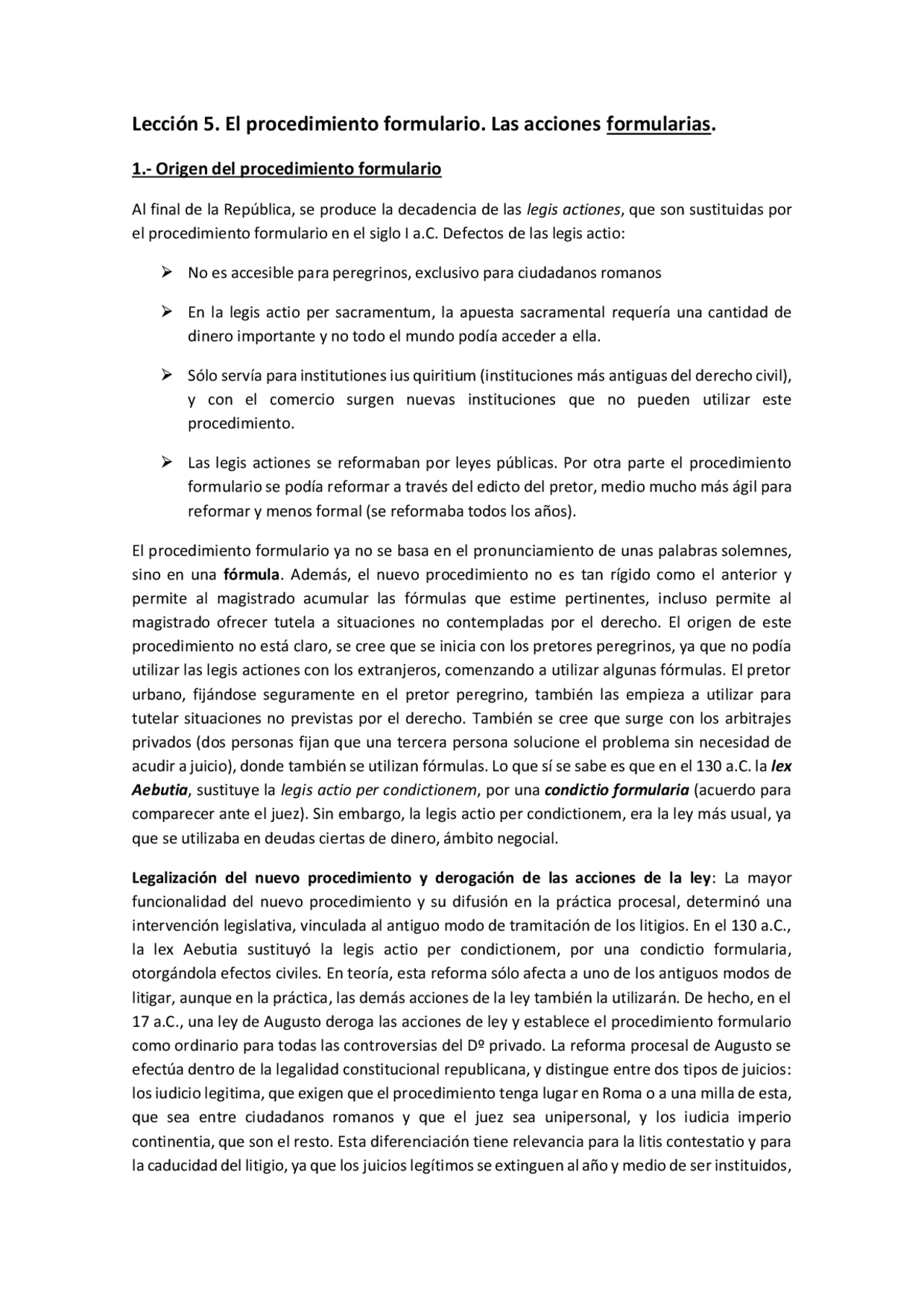 Lección 5. El procedimiento formulario. Las acciones formularias ...