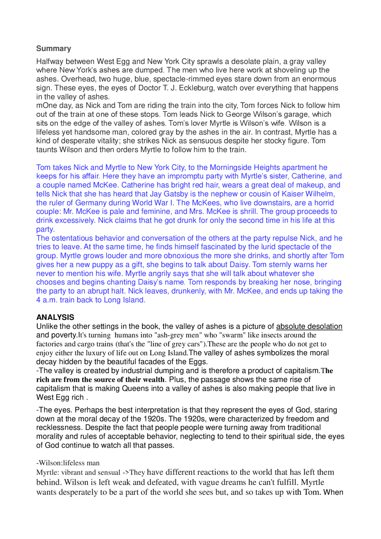 Analisi Del Secondo Capitolo Di The Great Gatsby Docsity