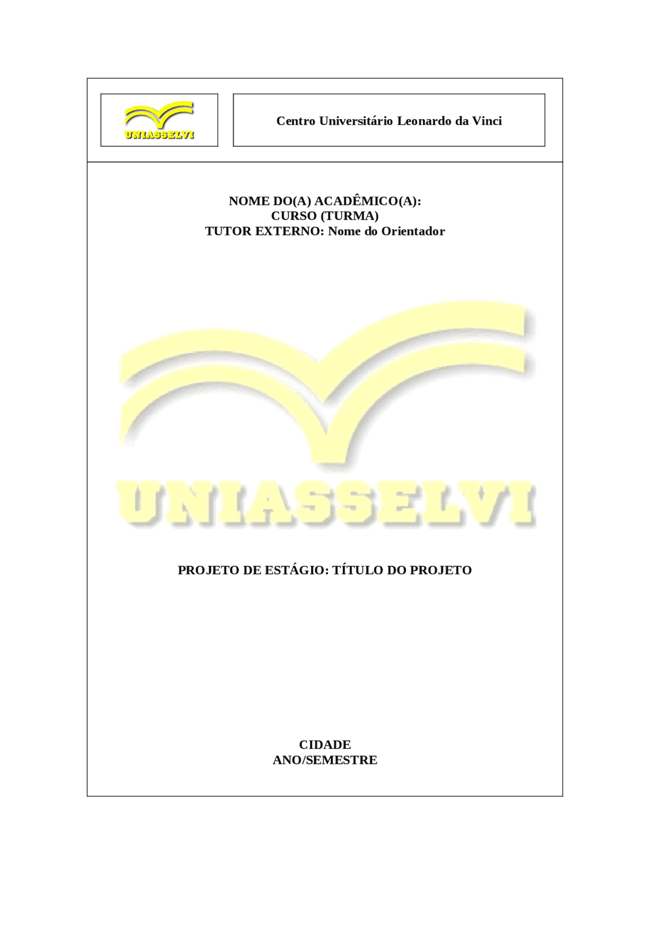 Template Estágio Uniasselvi Docsity