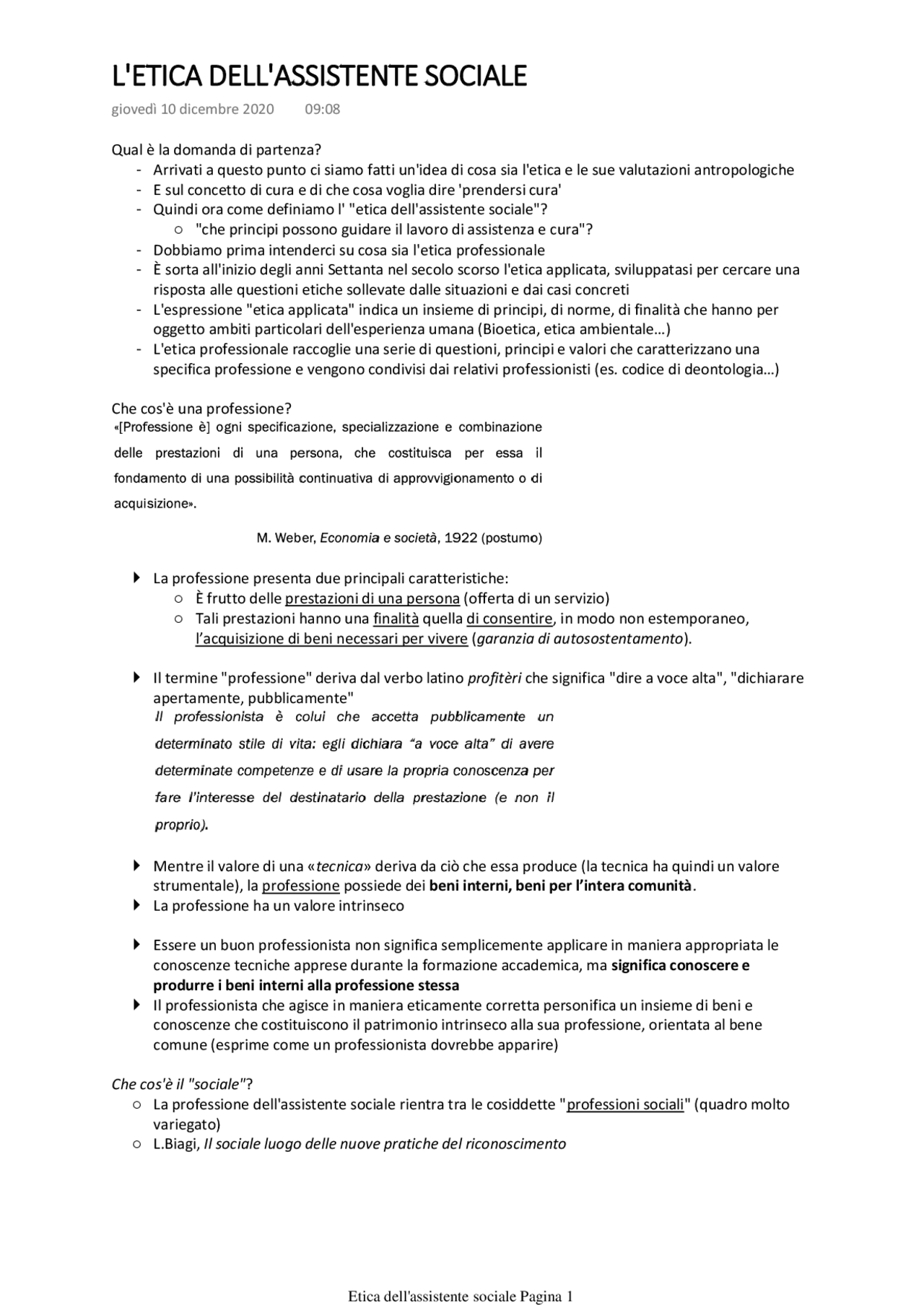 Etica Dellassistente Sociale Appunti Di Etica Docsity