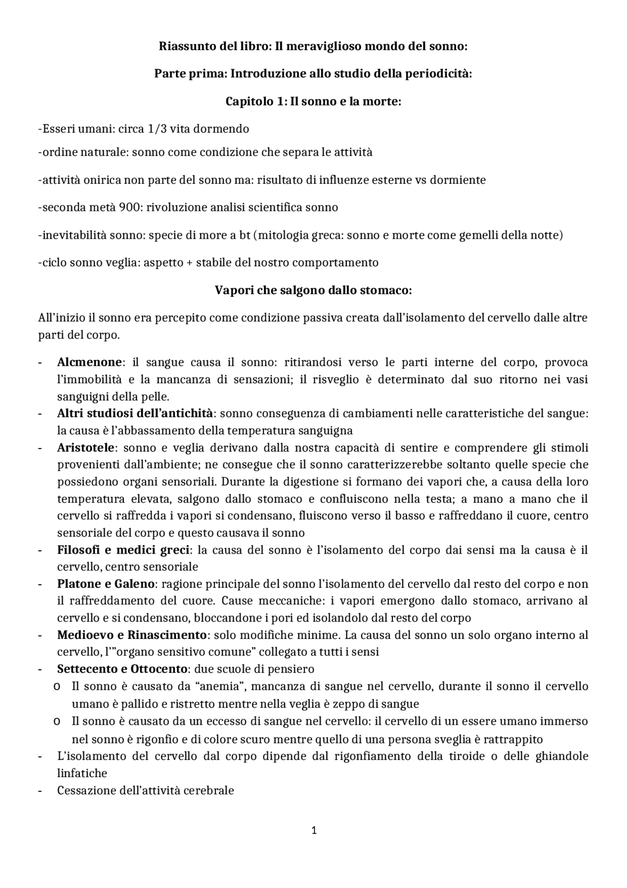 Riassunto Il Meraviglioso Mondo Del Sonno Docsity