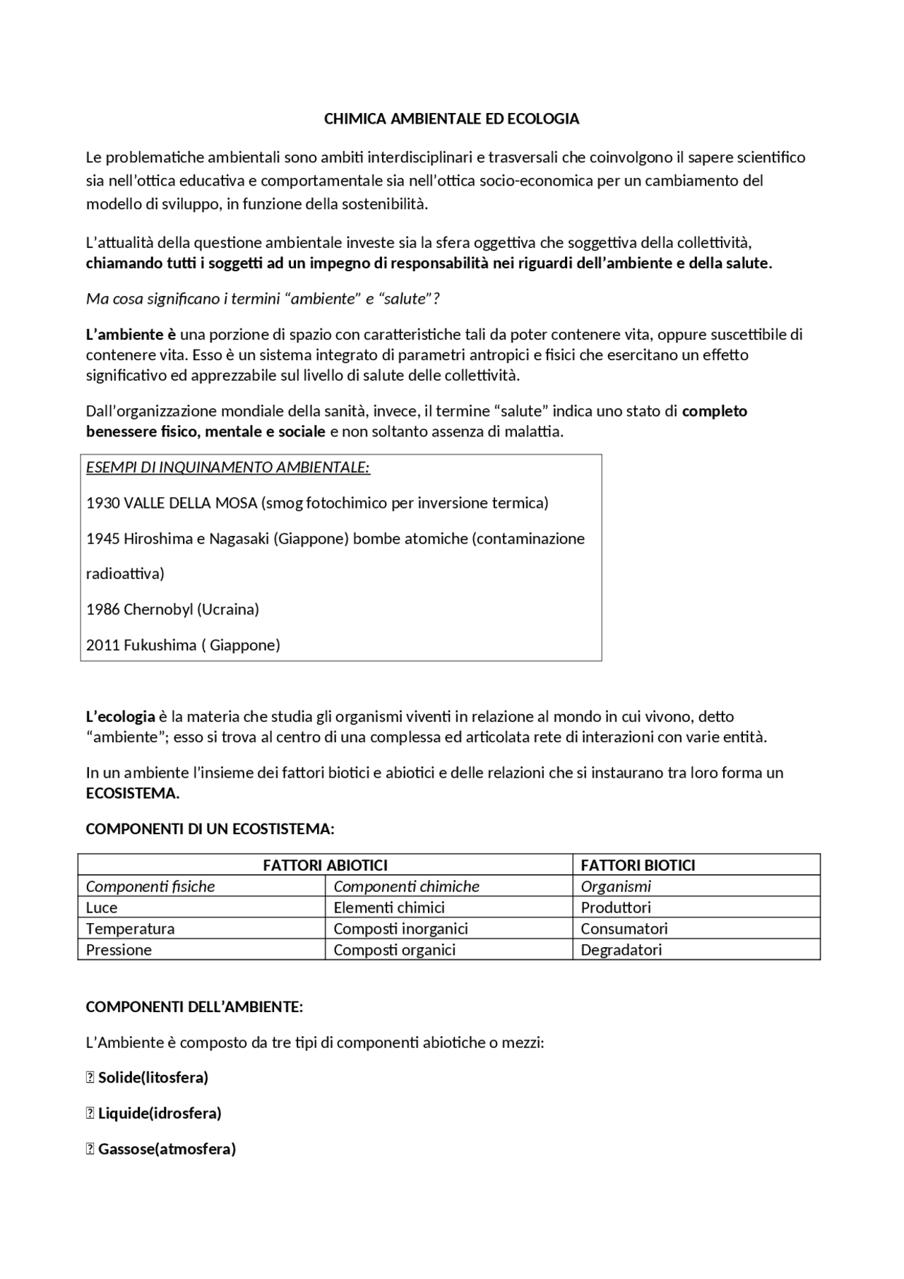 Riassunto Chimica Uni Docsity