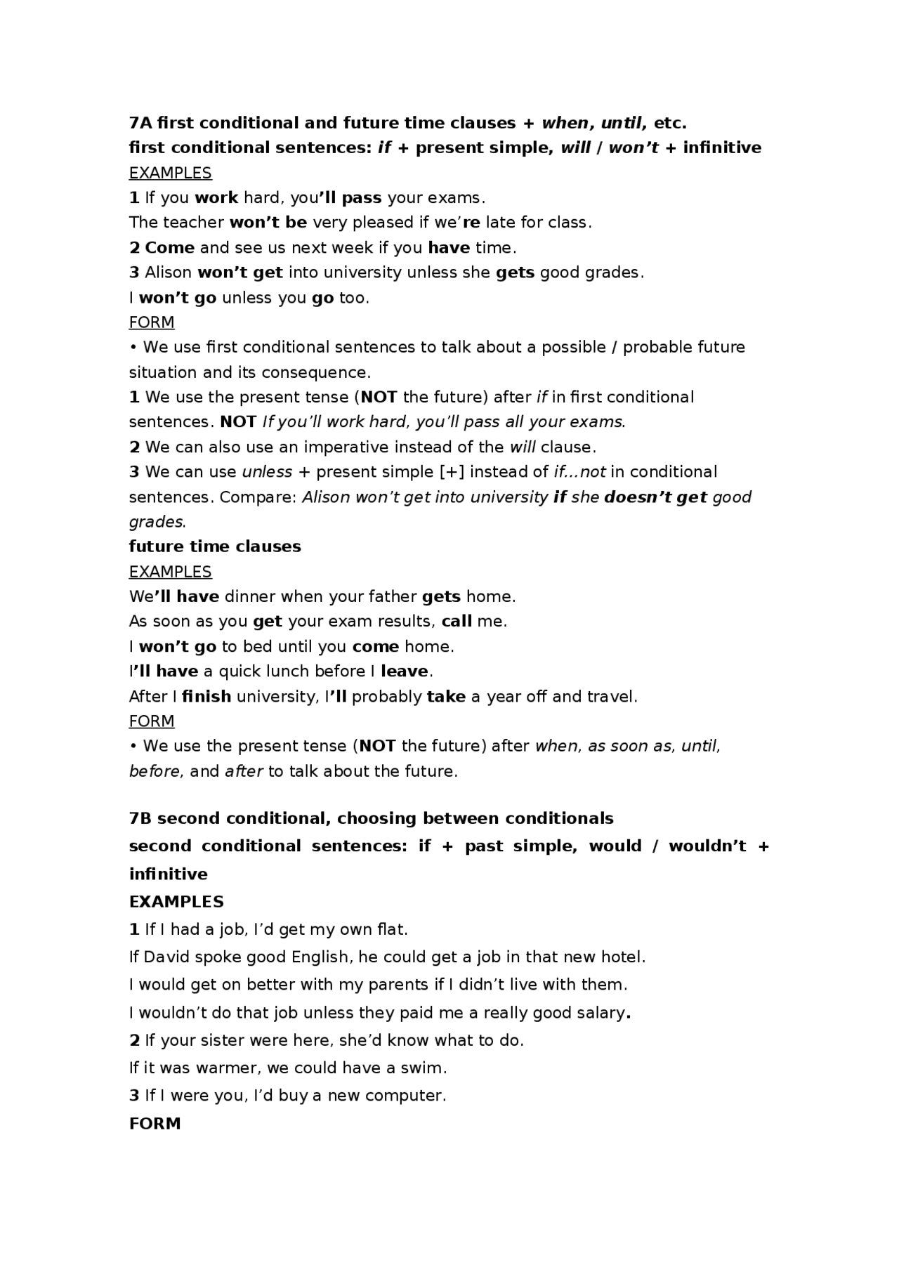 7A first conditional and future time clauses EJERCICIOS | Apuntes de ...