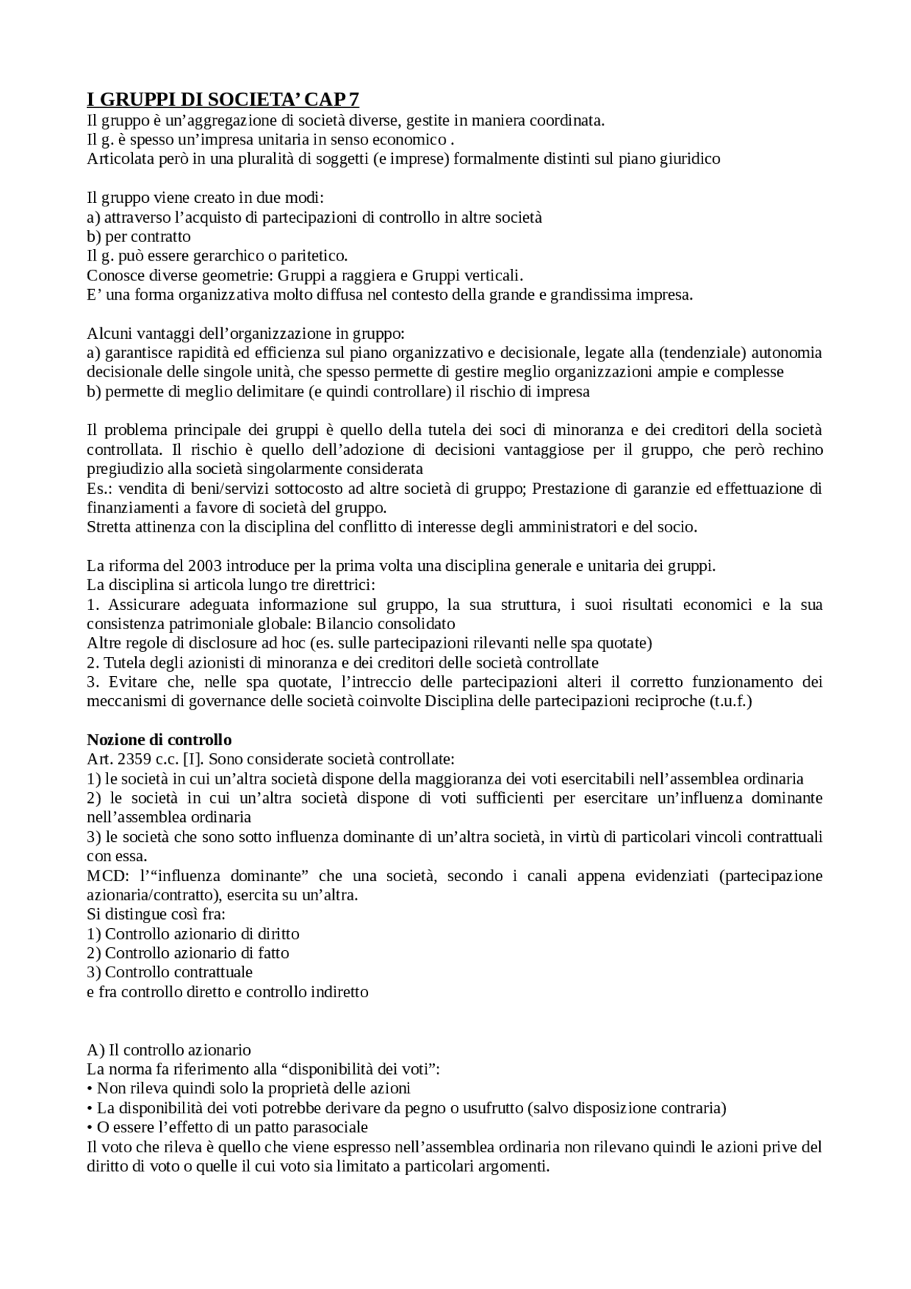 Riassunto Capitolo 7 Campobasso Docsity