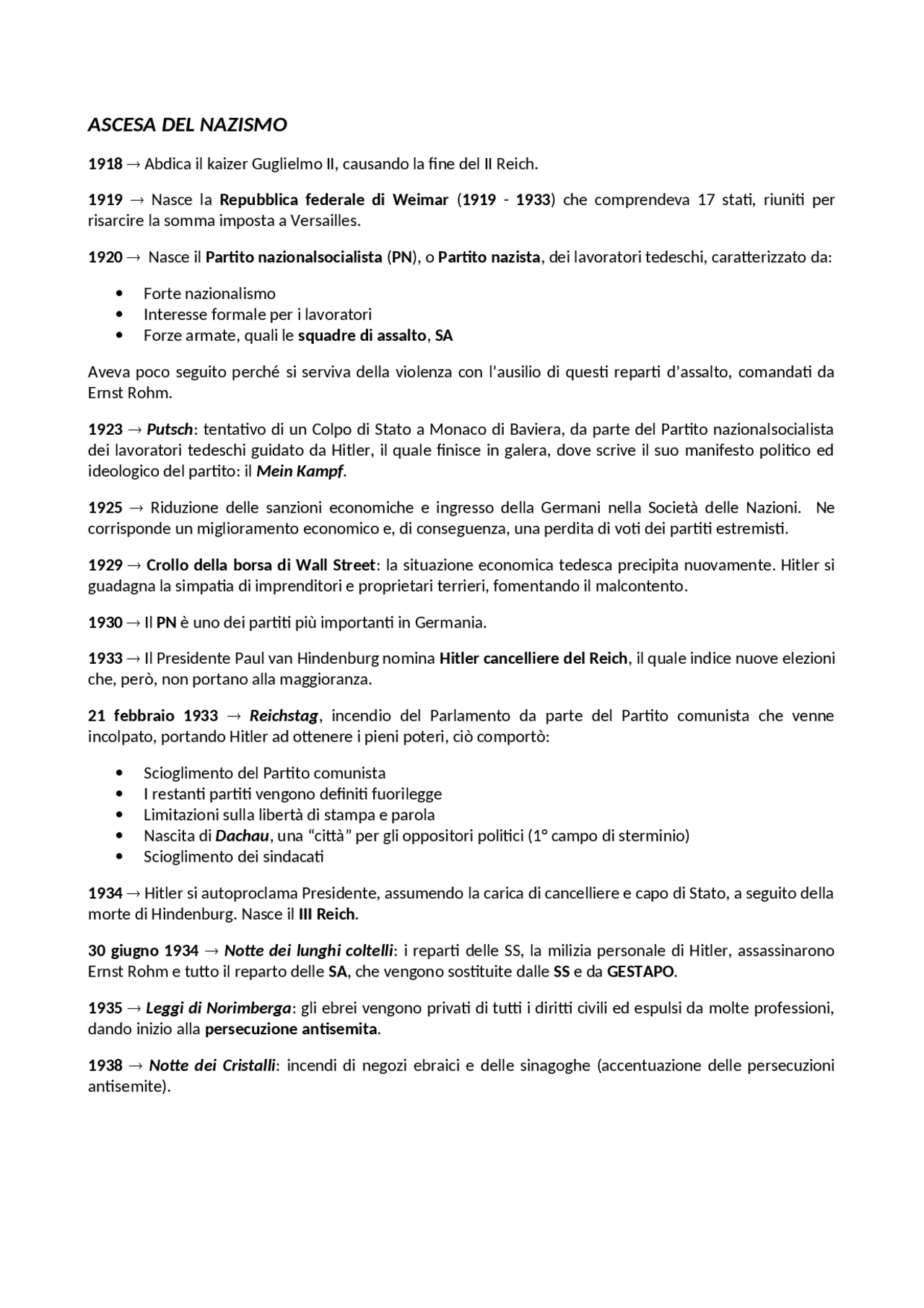 Appunti Ascesa Del Nazismo Docsity