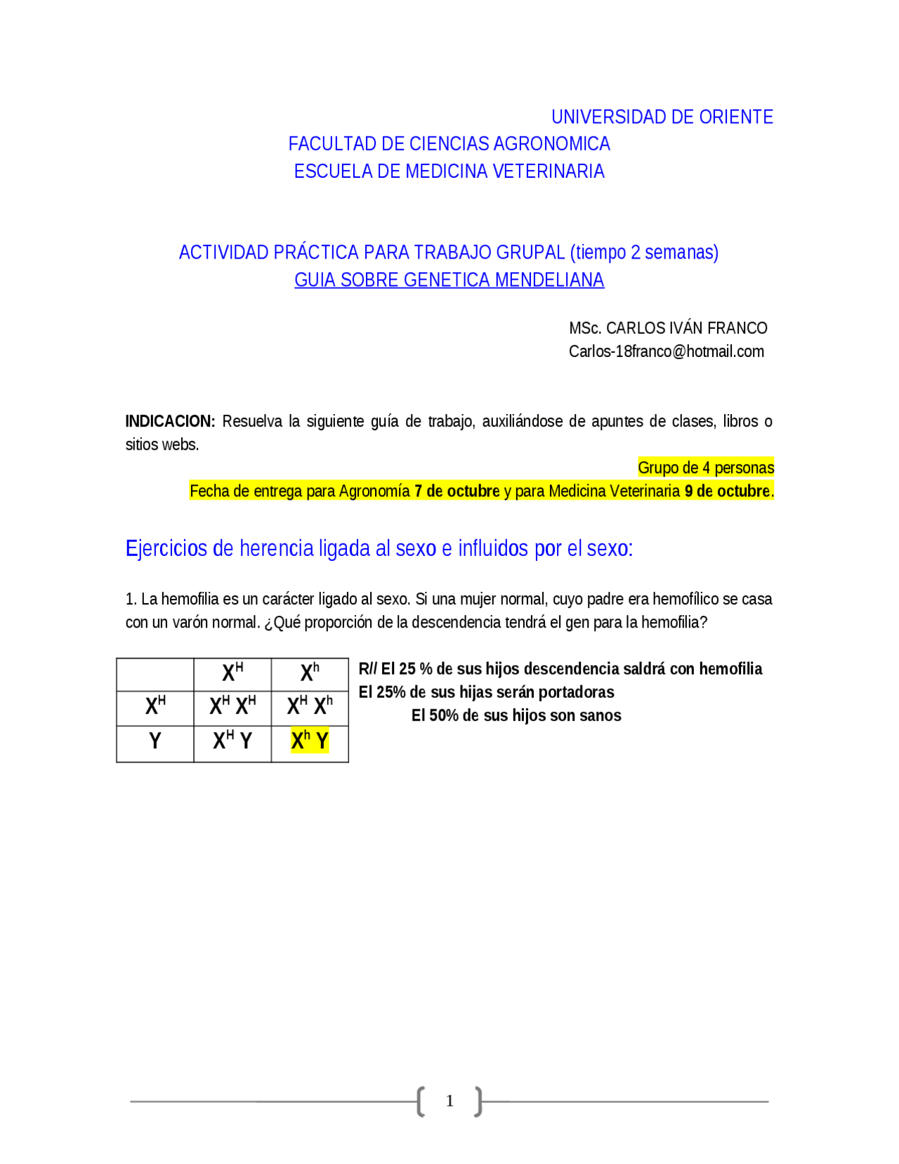 GUIA SOBRE GENETICA MENDELIANA - Docsity