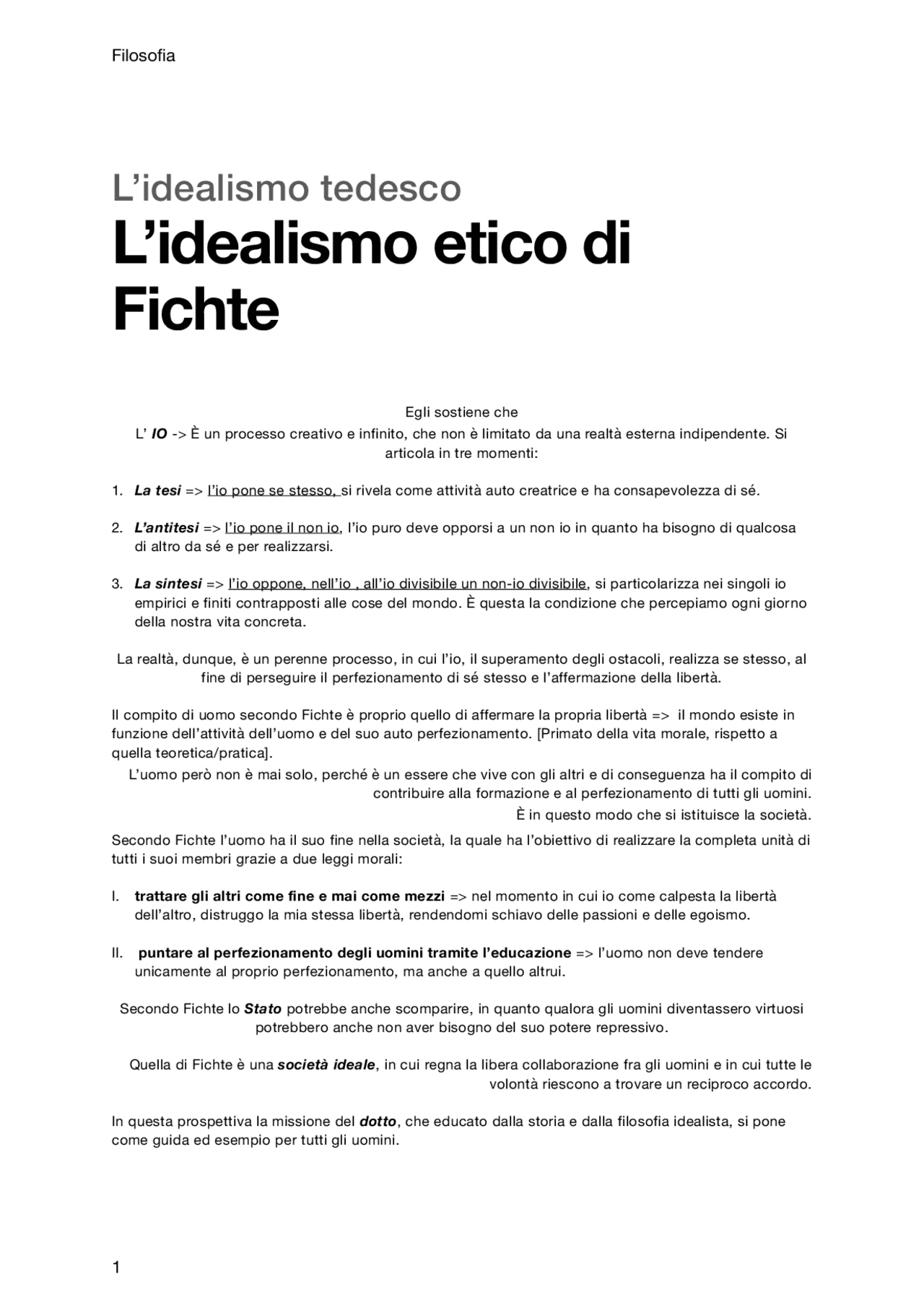 Schelling E Fichte Docsity