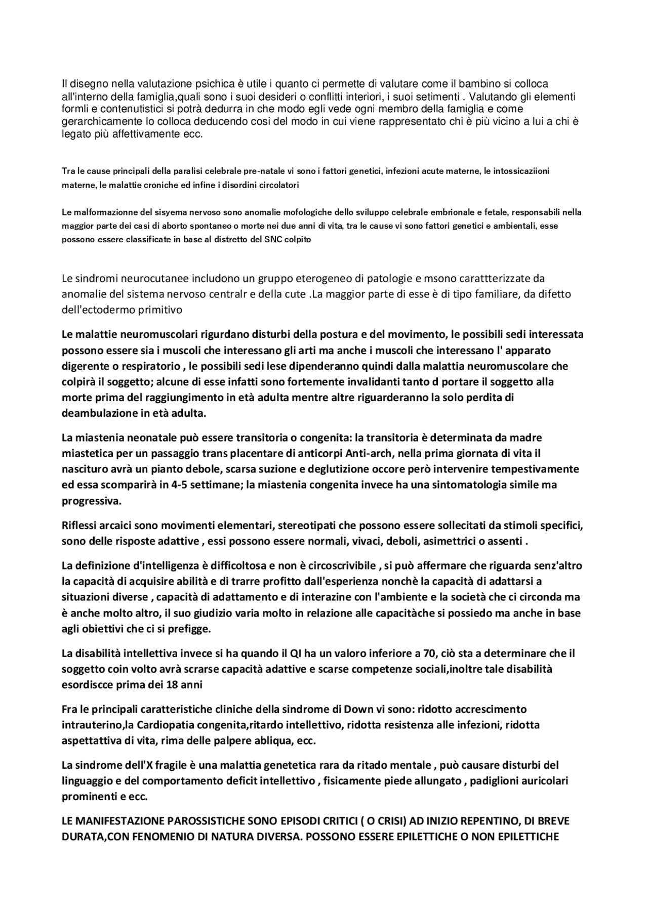 Risposte Aperte Neuropsichiatria Infantile Docsity