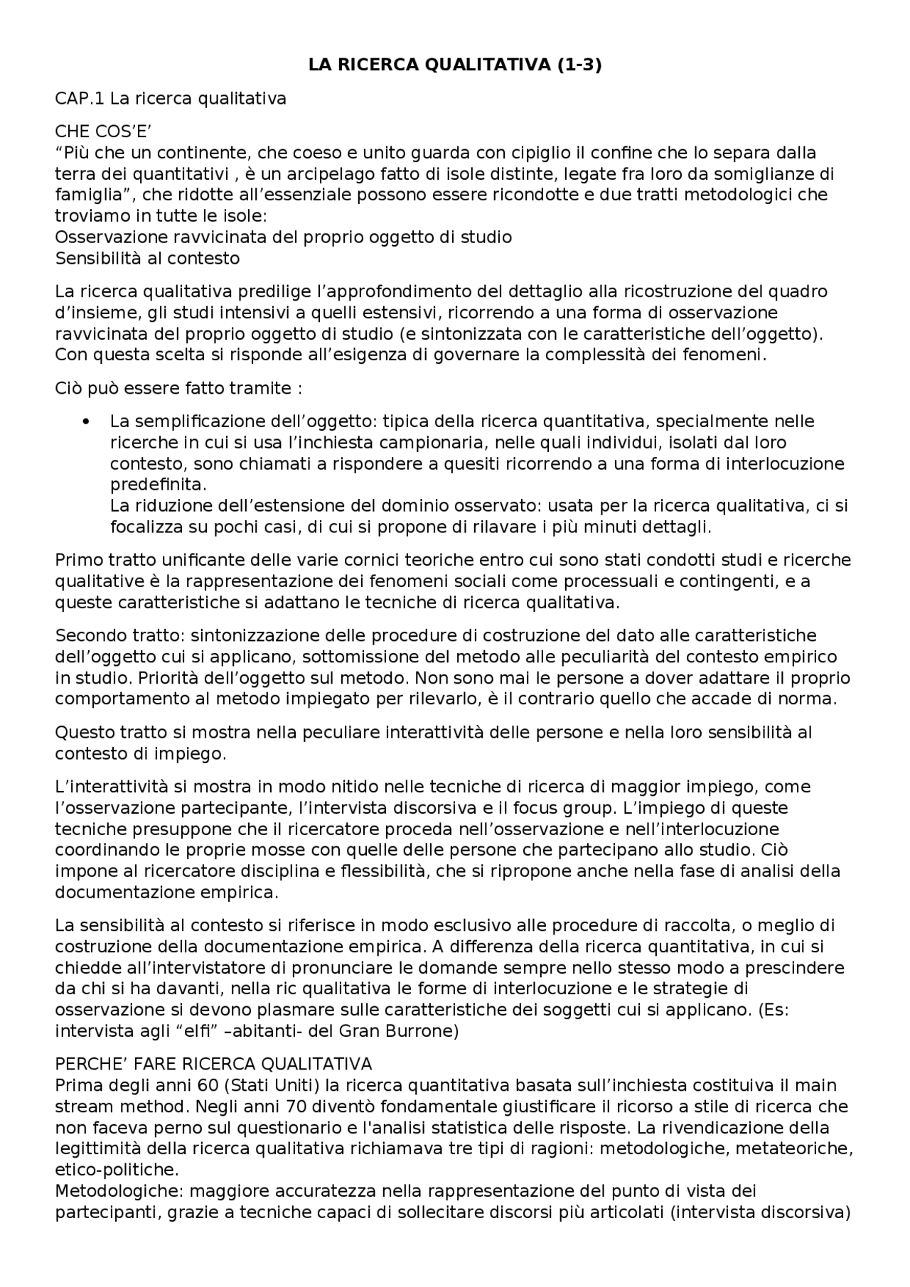 Ricerca Qualitativa Mario Cardano Docsity