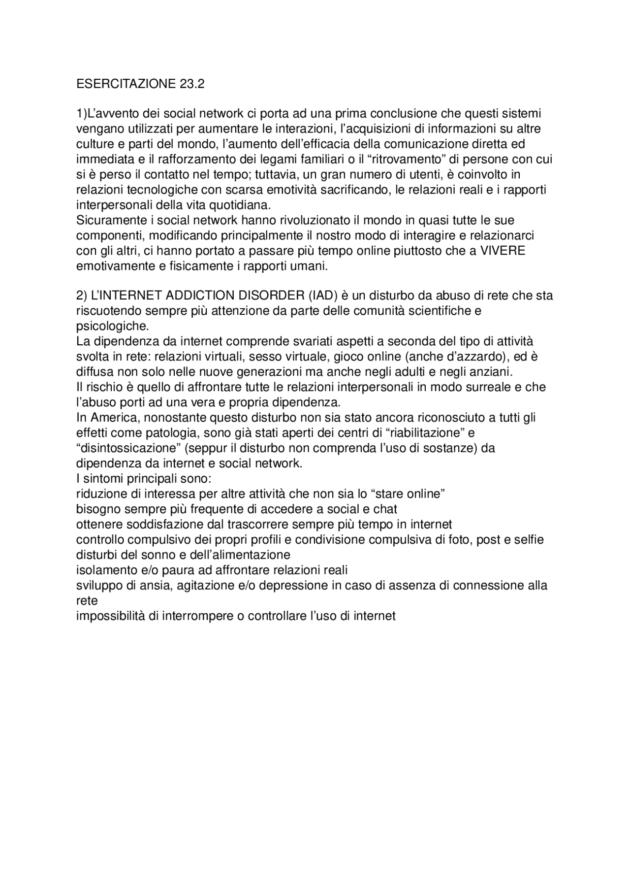 Esercitazione Informatica 232 Docsity