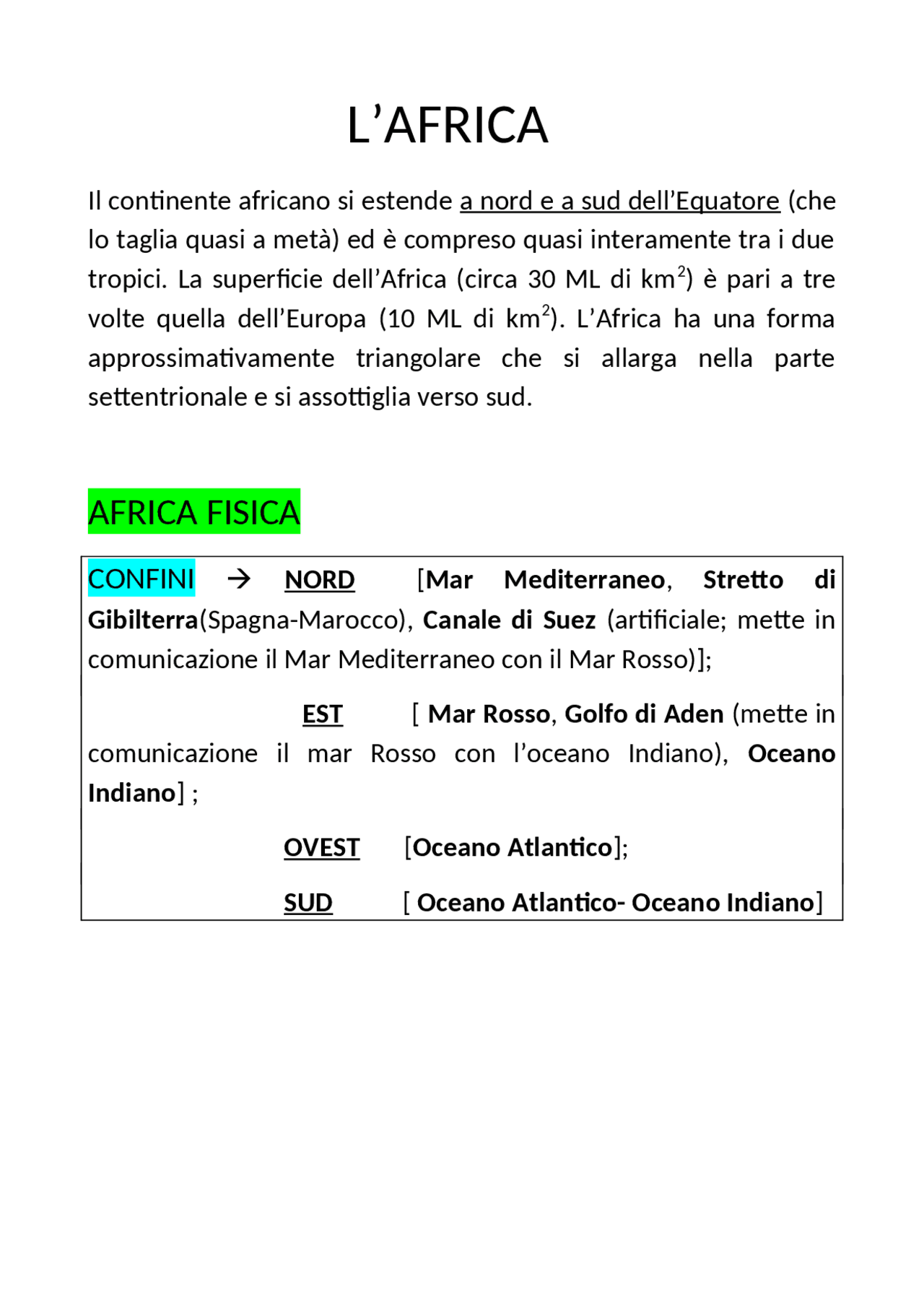 Spiegazione di tutti gli stati africani e le loro economia di base - Docsity