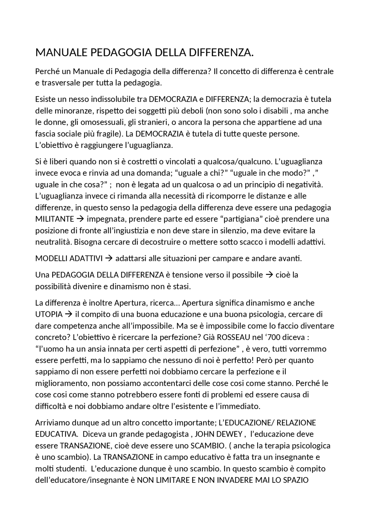 Manuale Di Pedagogia Della Differenza Docsity
